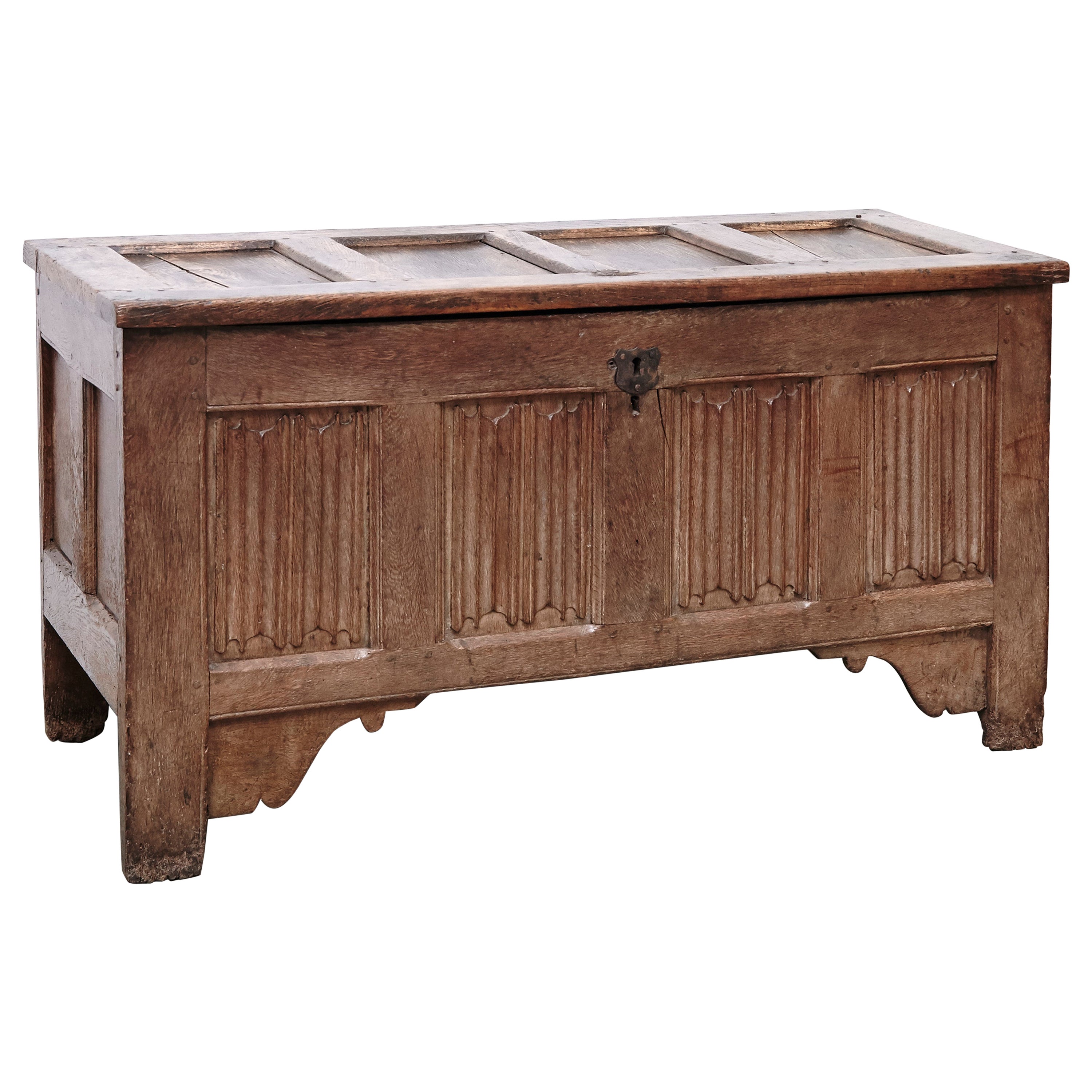 Gothic Chest, Spain, Late 15th Century, Polychromed Wood at 1stDibs