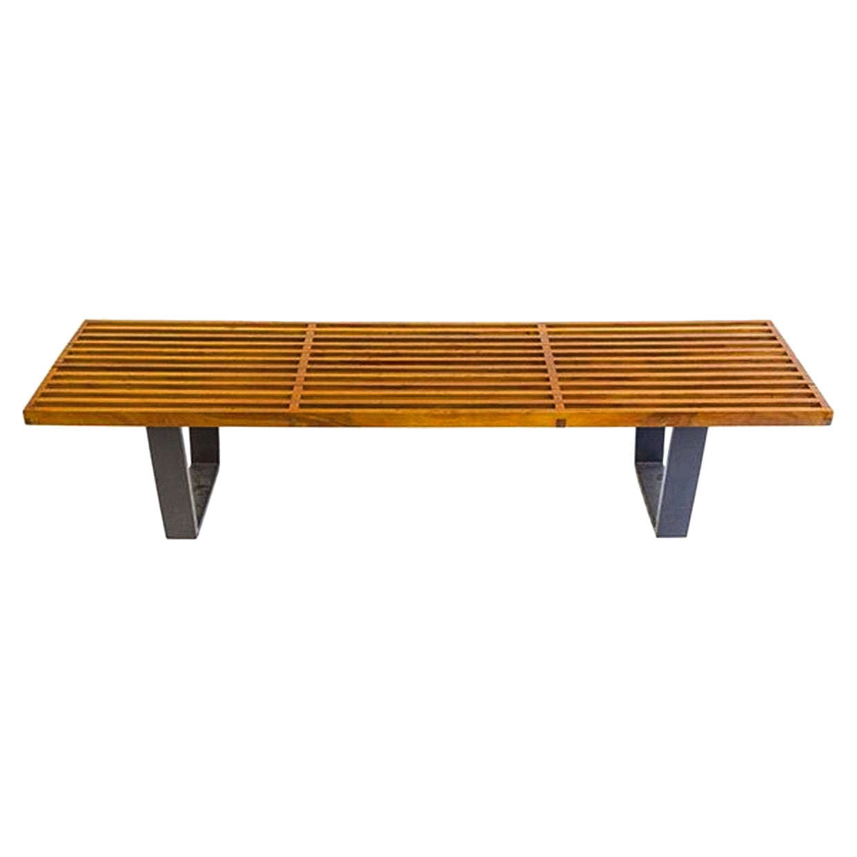 George Nelson Style Wood Slat Bench and Coffee Table at 1stDibs