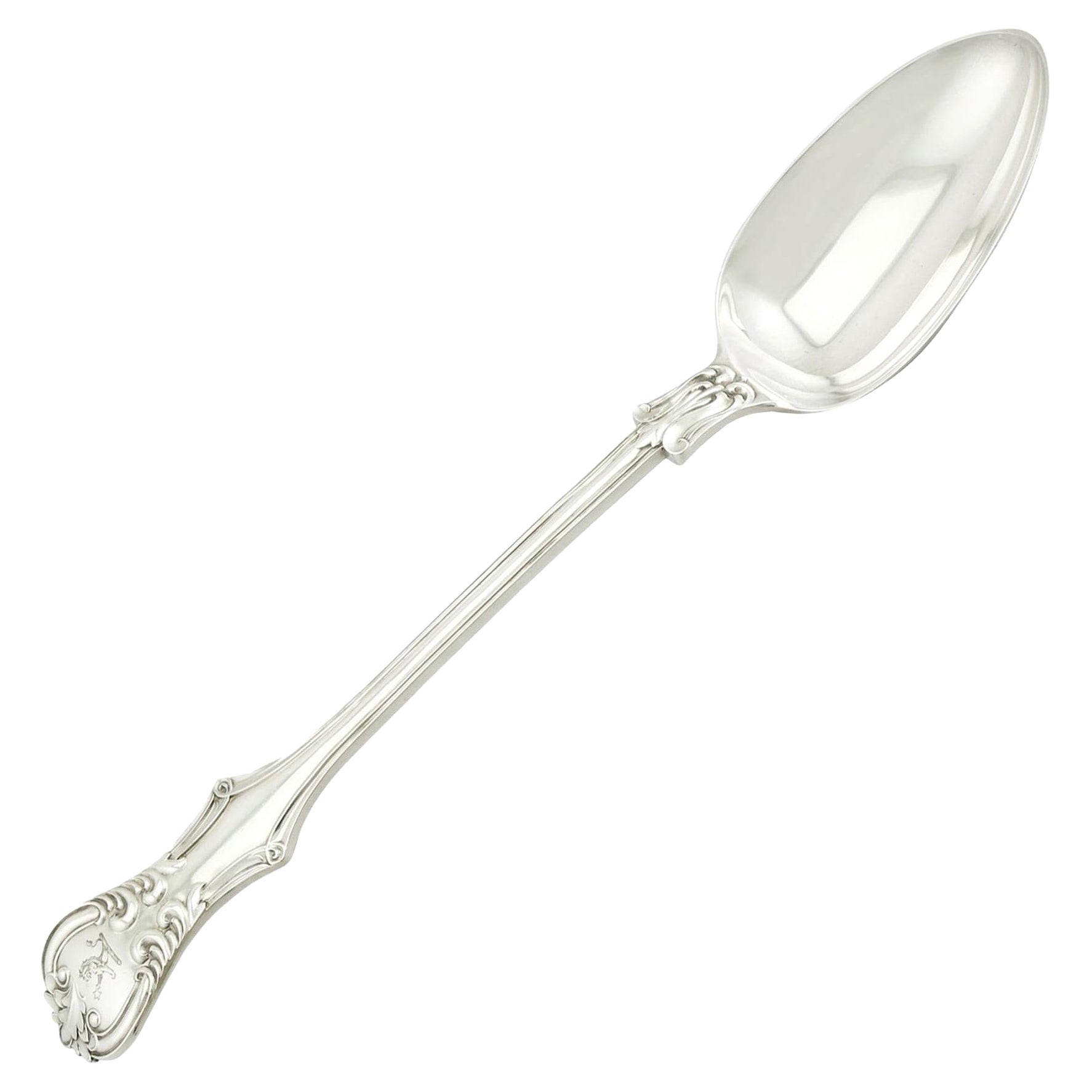 1870s Antique Victorian Sterling Silver Salt Spoon For Sale at 1stDibs