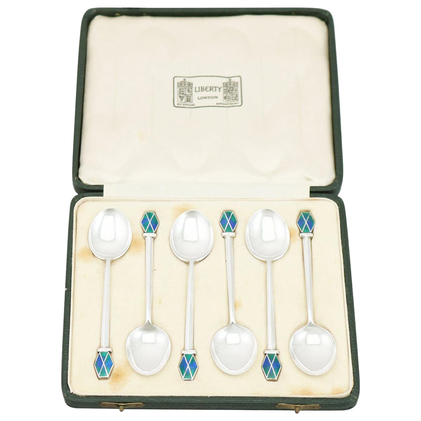 French Art Deco Silver Plated Tea Spoon Set of 12 with Original Box For ...