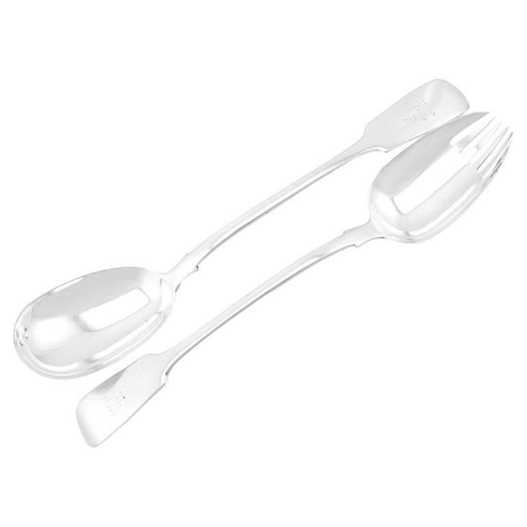 George Adams Victorian 1860s Sterling Silver Fiddle Pattern Salad ...