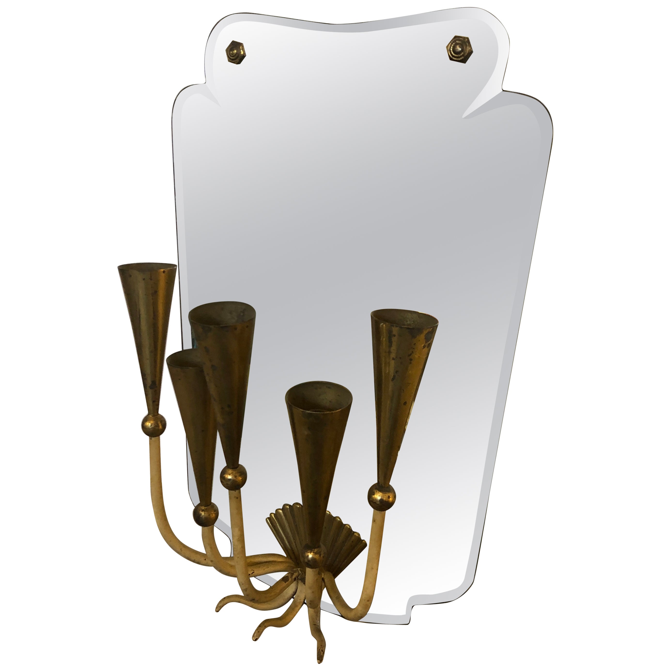 Pair of Antique Mirror Wall Sconces from Italy, circa 1740 at 1stDibs