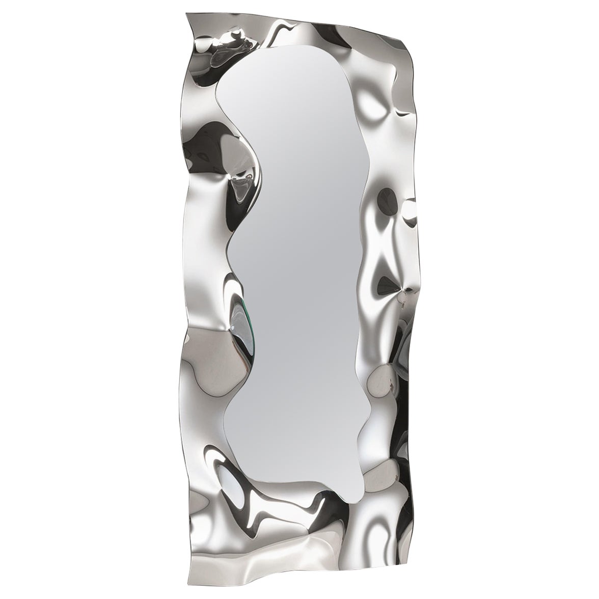 Wavy Rectangular Mirror in Fused Mirror Glass For Sale at 1stDibs