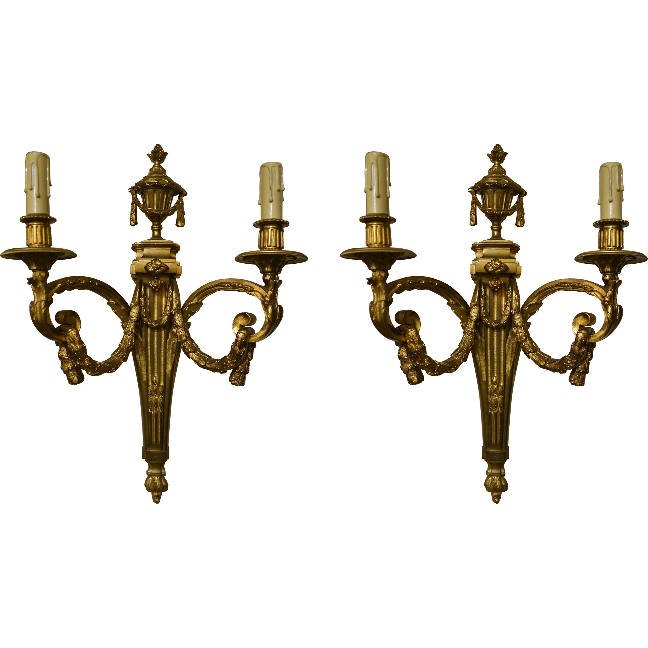 Pair of Antique French Bronze Sconces For Sale at 1stDibs