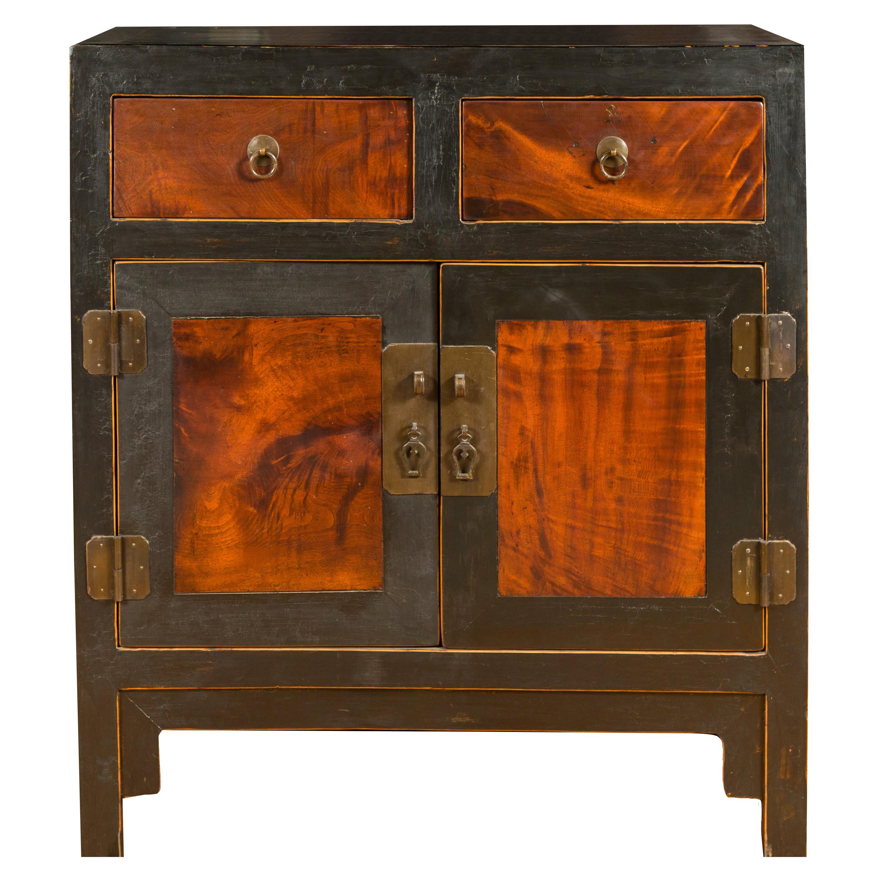 Late Qing Dynasty Elmwood Cabinet with Five Drawers over Two Doors For ...