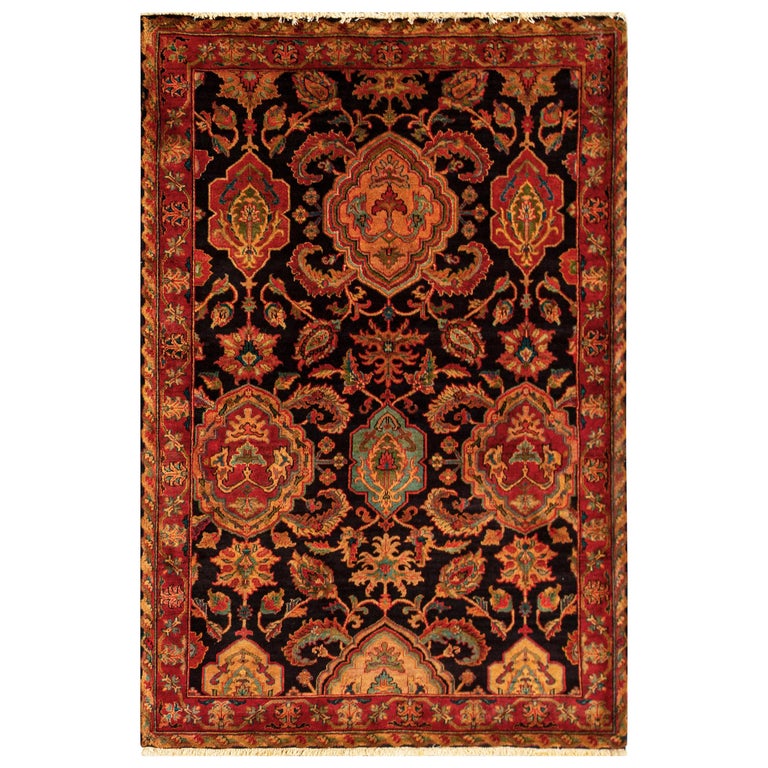 Traditional Handwoven Luxury Wool Wine / Green Area Rug 4'2"x5'10" For ...