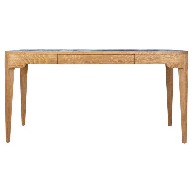 White Oak Eileen Writing Desk with Stone Inset Top by Chapter and Verse ...