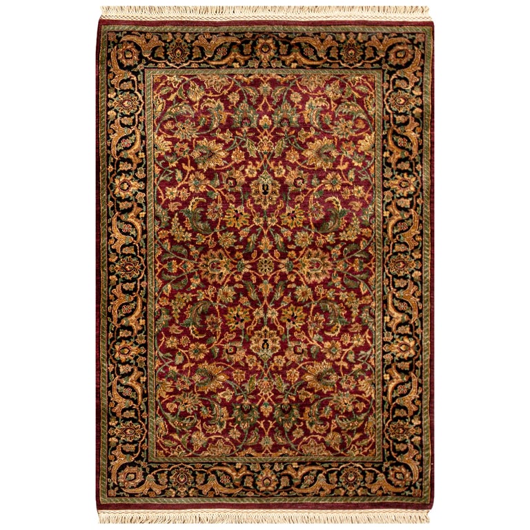 Traditional Handwoven Luxury Wool Red / Black Area Rug For Sale at 1stDibs