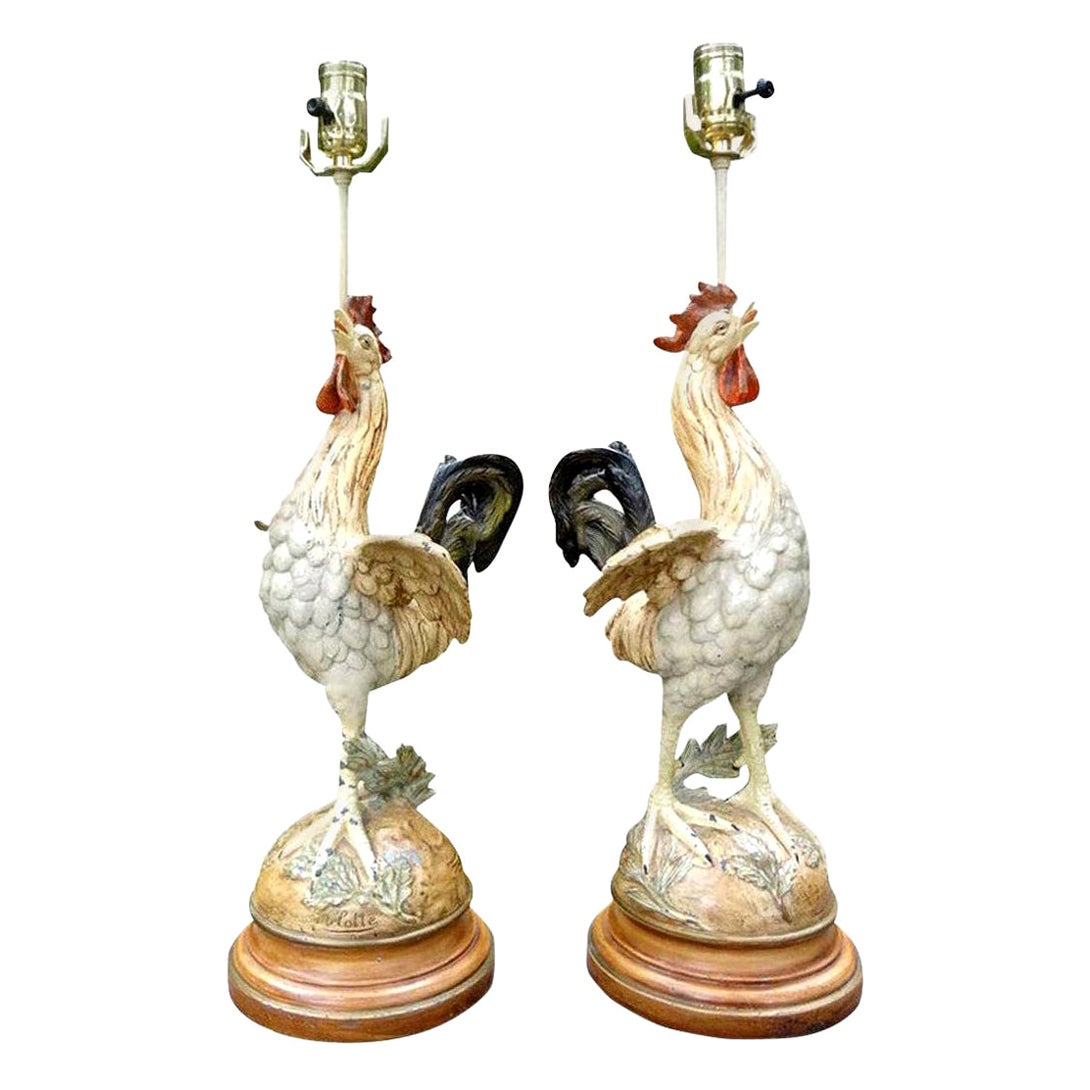 Exquisite Antique French Copper Rooster (Weathervane) Lamp at 1stDibs