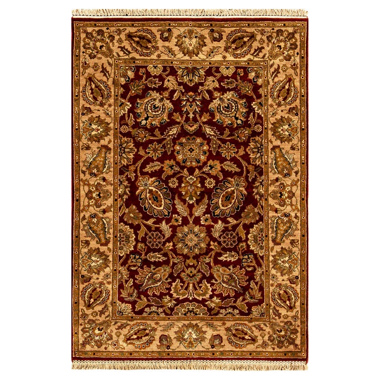 Traditional Handwoven Luxury Wool Red / Gold Area Rug For Sale at 1stDibs