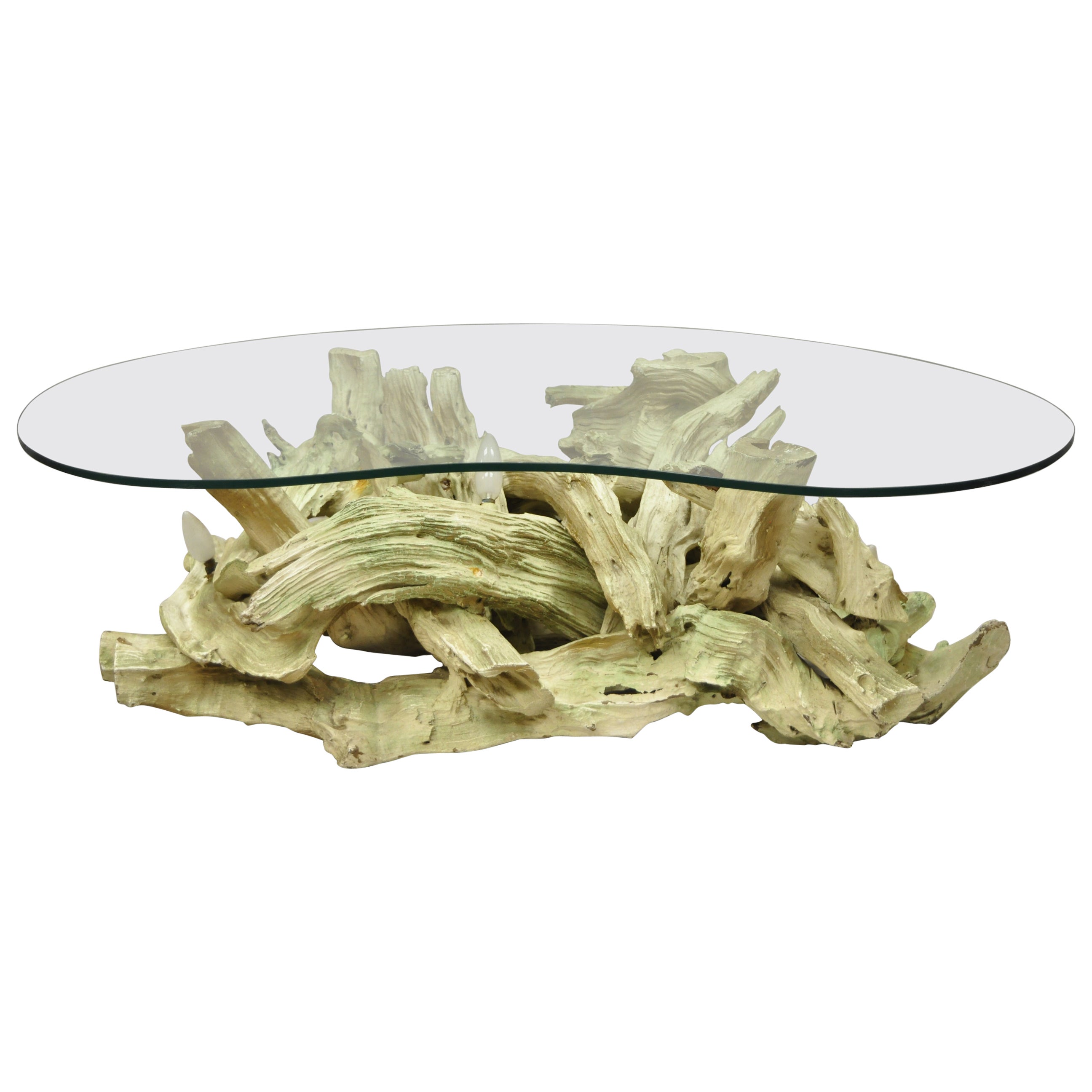 Mid-Century Modern Driftwood Free-Form White Tree Branch Coffee Table ...
