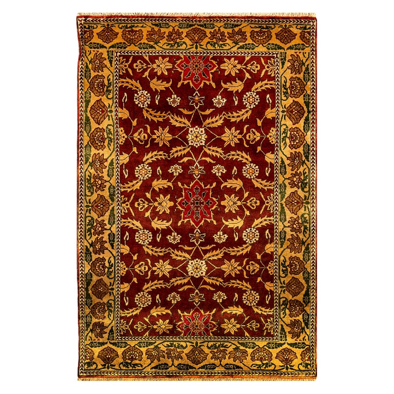 Hand Woven Luxury Wool Red / Gold Area Rug For Sale at 1stDibs
