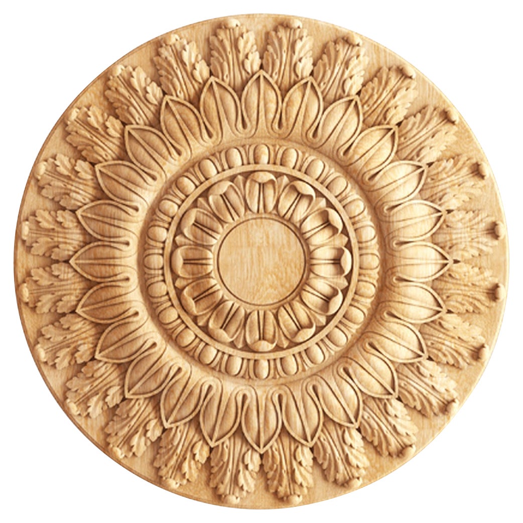 Large Ornate Hand Carved Wood Rosette for Interior For Sale at 1stDibs