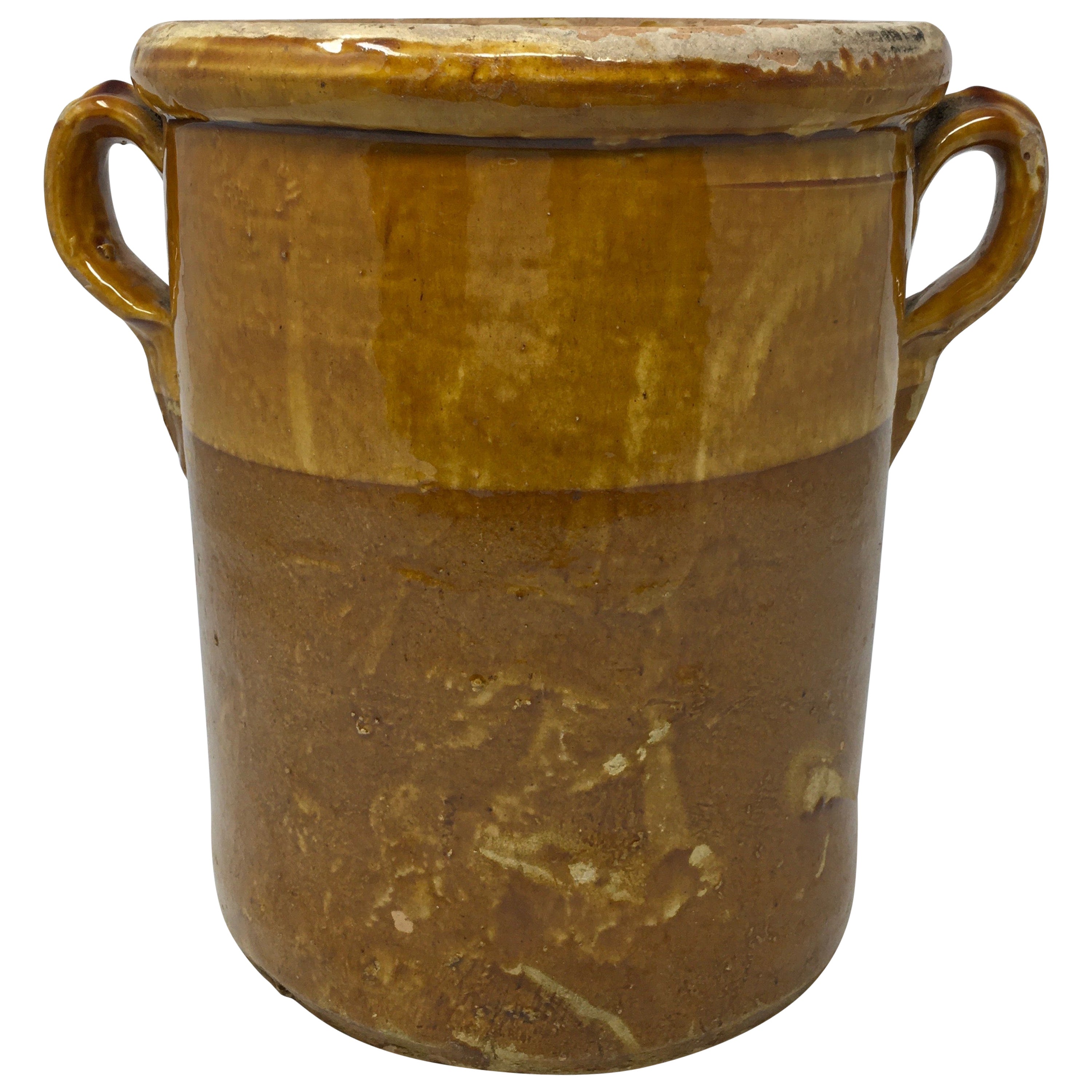 Victorian Earthenware Cream Crock with Pine Lid For Sale at 1stDibs