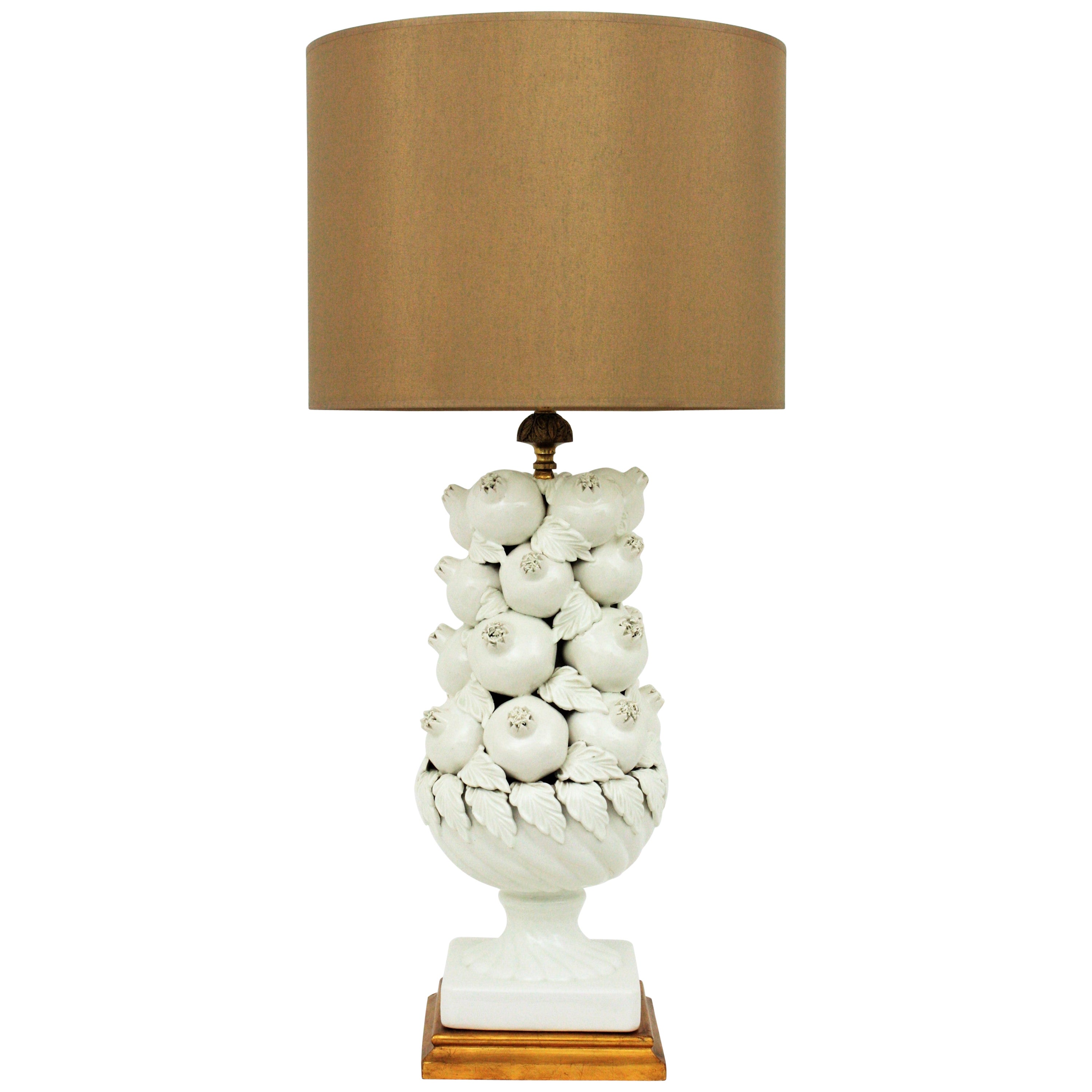 Large Round White Glazed Ceramic Lamp at 1stDibs