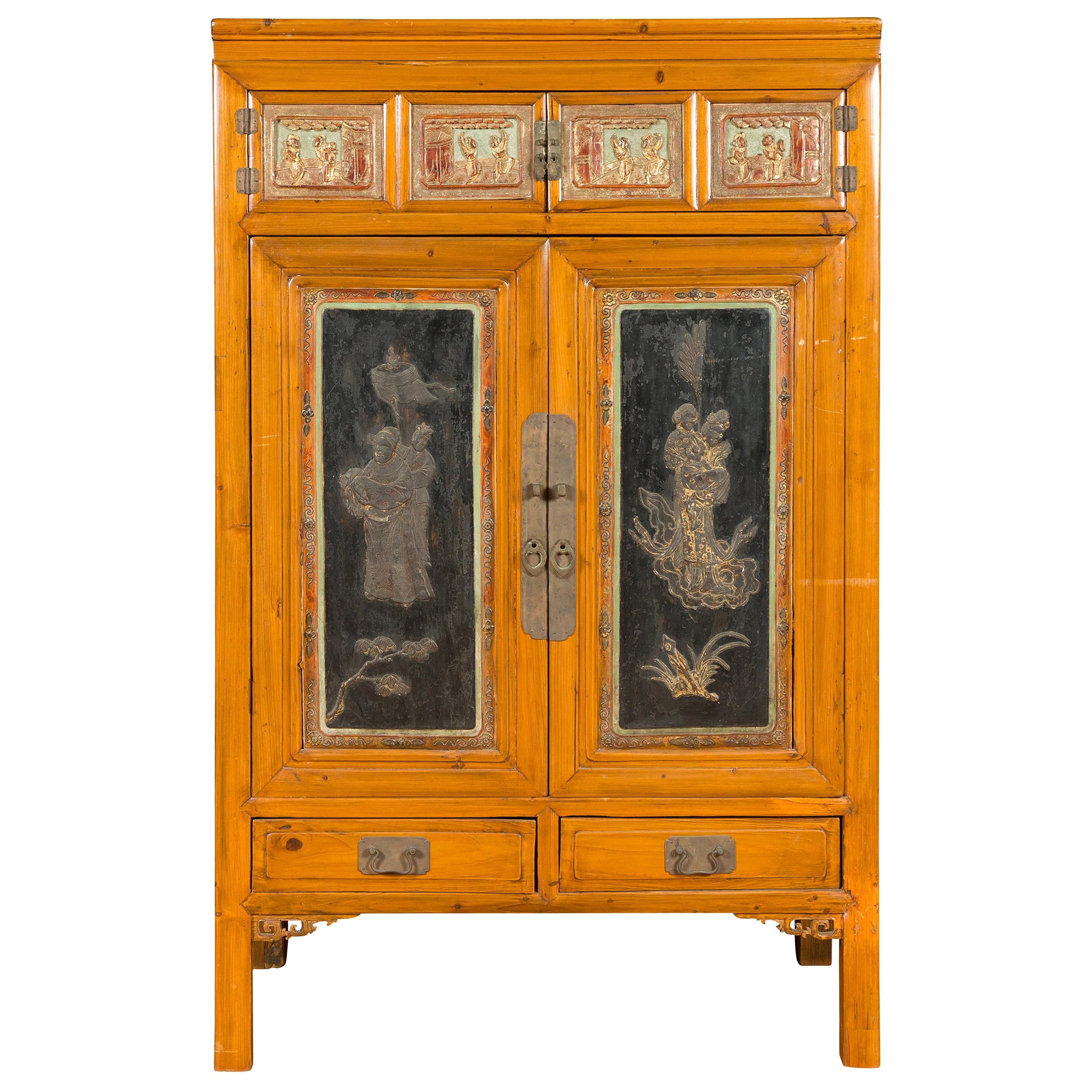 Antique Javanese Teakwood Cabinet with Detailed Carvings, Early 20th ...