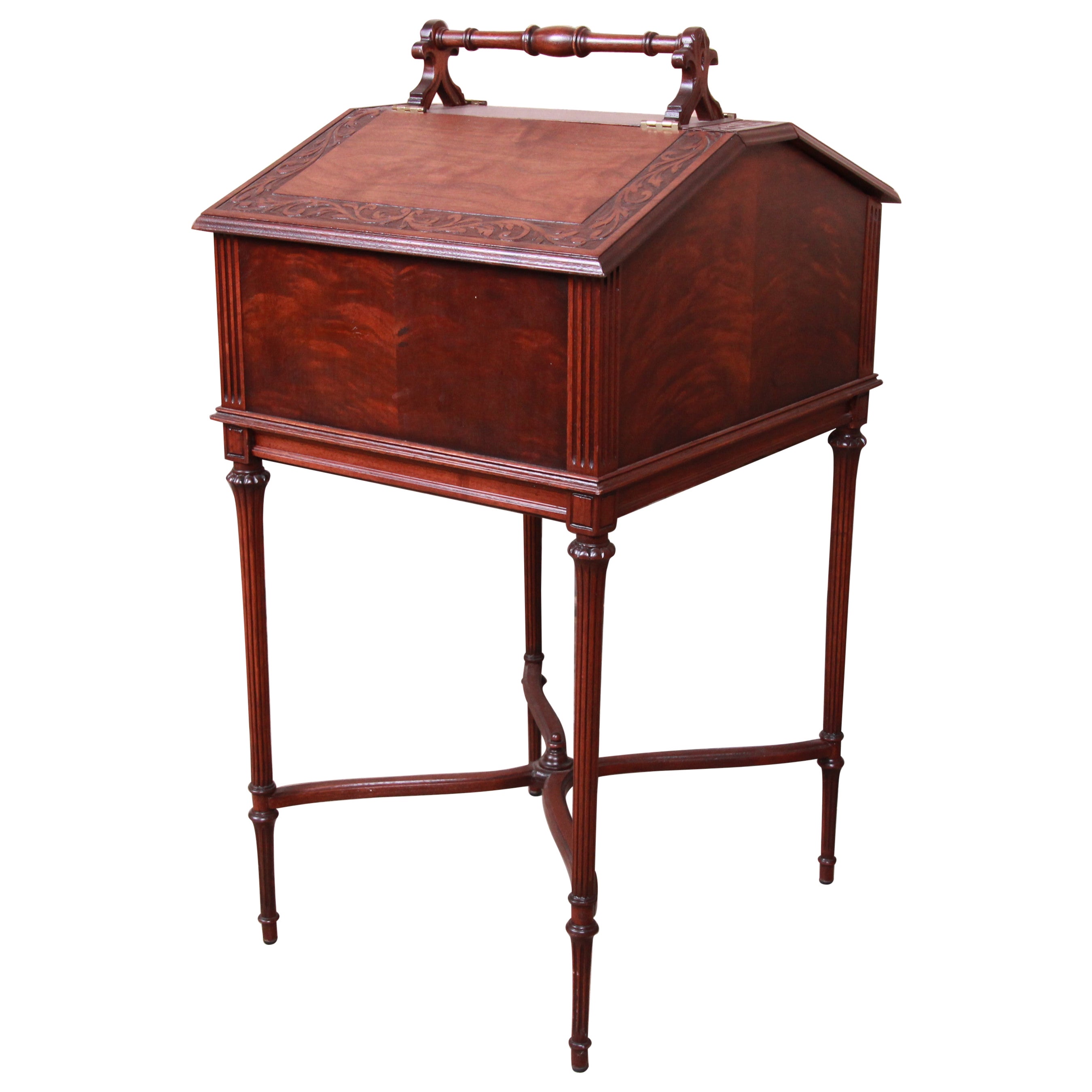 Antique Victorian Sewing Stand Side Table Crotch Mahogany and Walnut ...