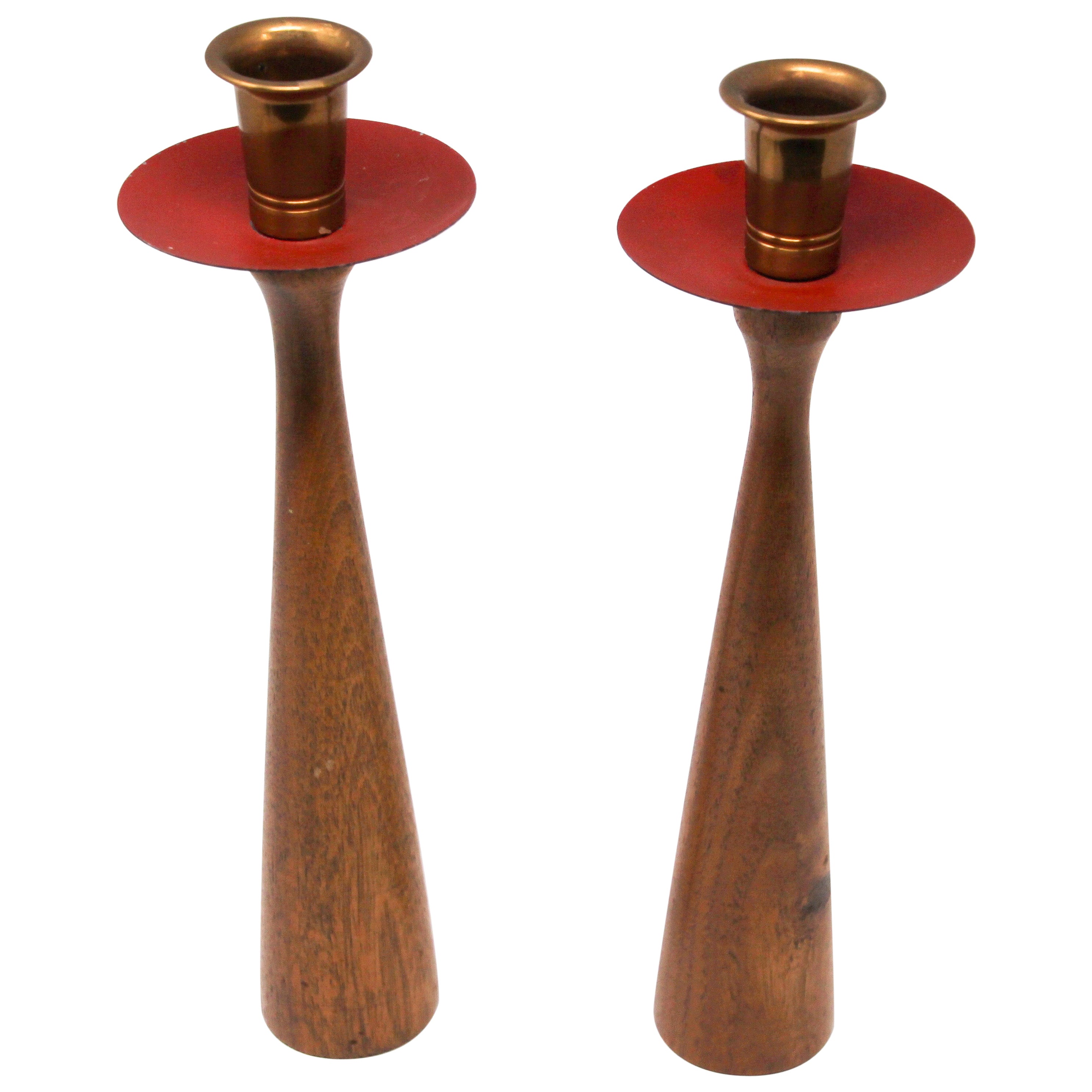 Mid-Century Danish Modern Teak Candlestick Holder by Rude Osolnik, Pair ...