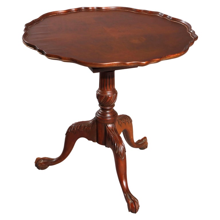 Vintage Chippendale Style Carved Mahogany Pie Crust Tea Table, c1940 at ...