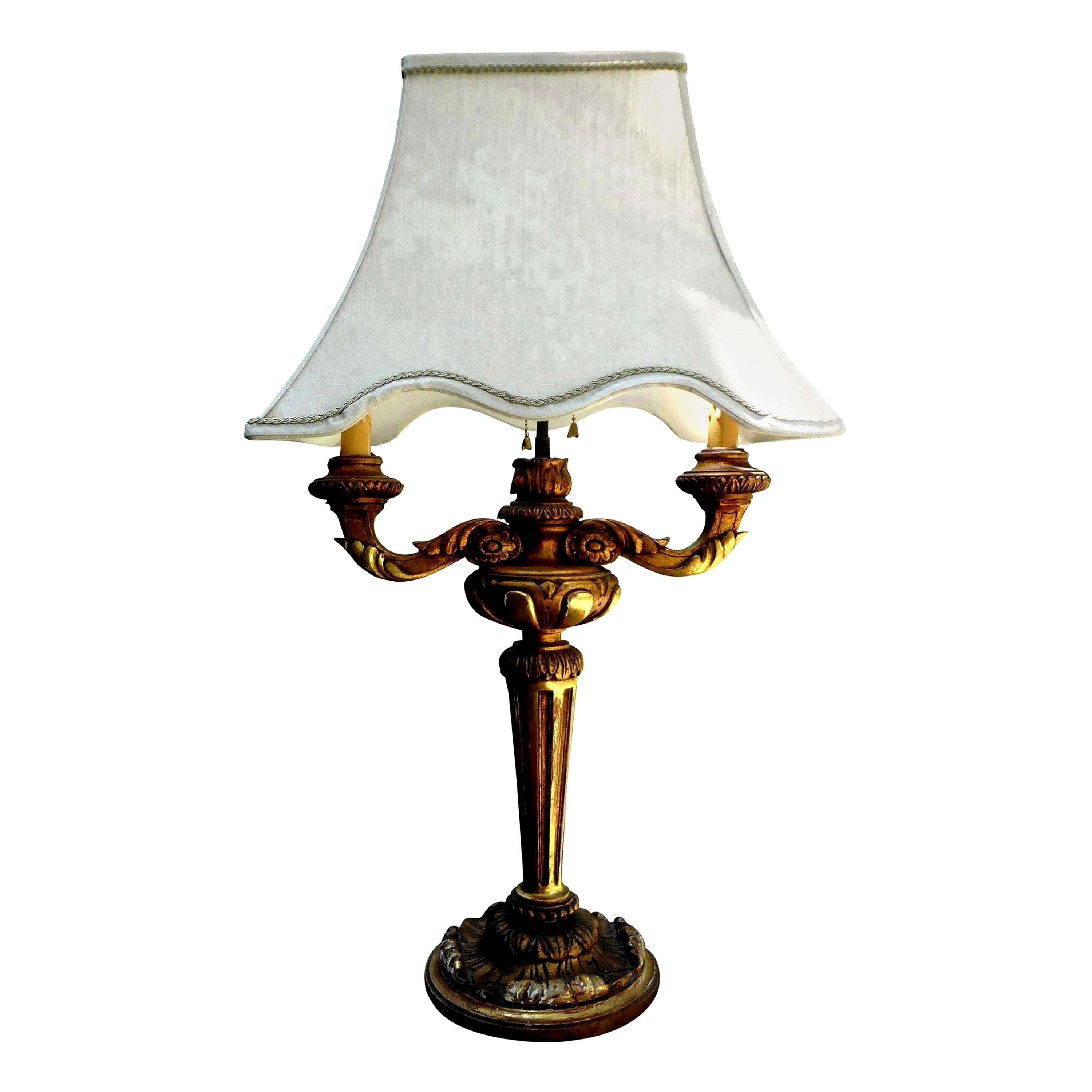 Italian Silver Giltwood Lamp For Sale at 1stDibs