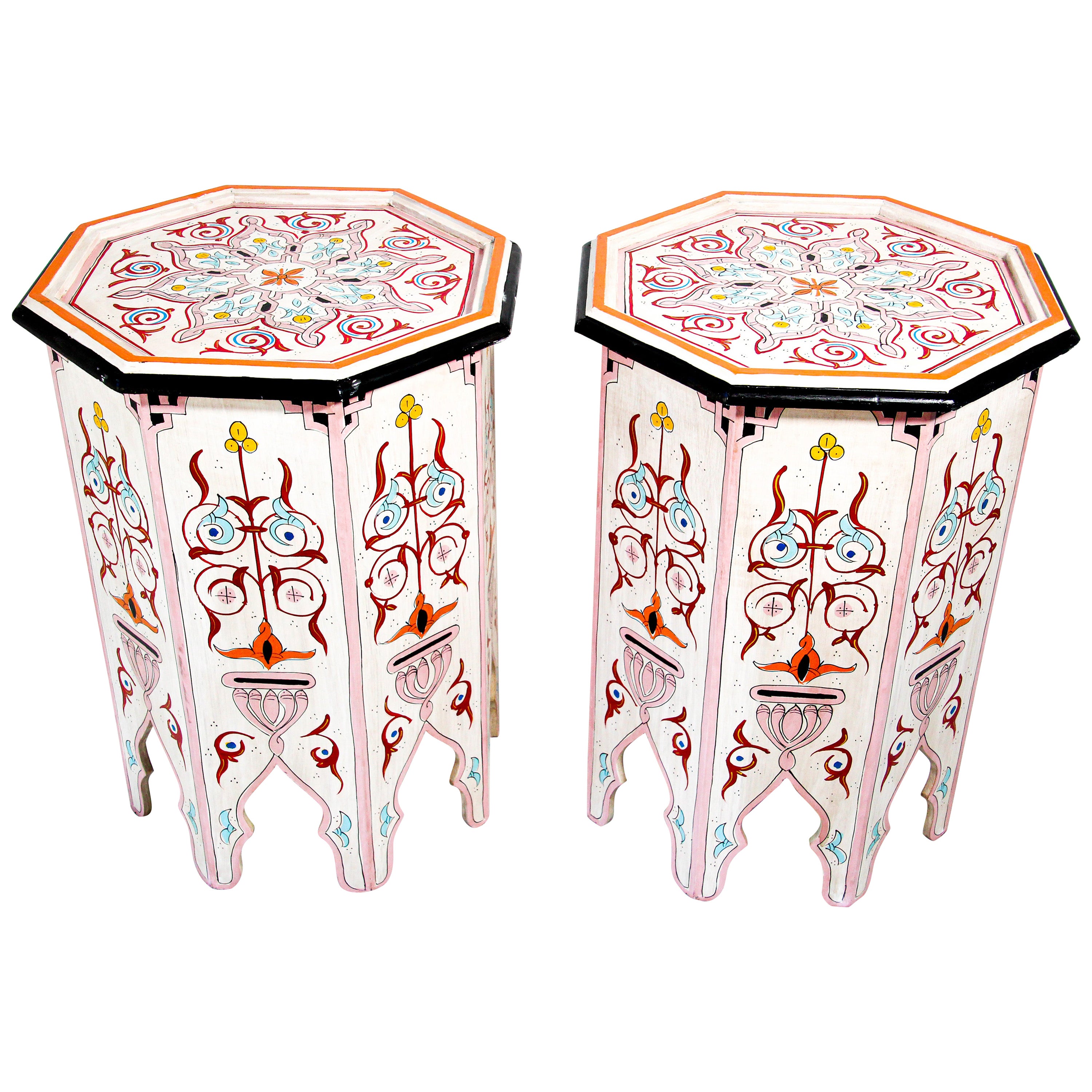 Pair of Eglomisé Painted Side Tables at 1stDibs