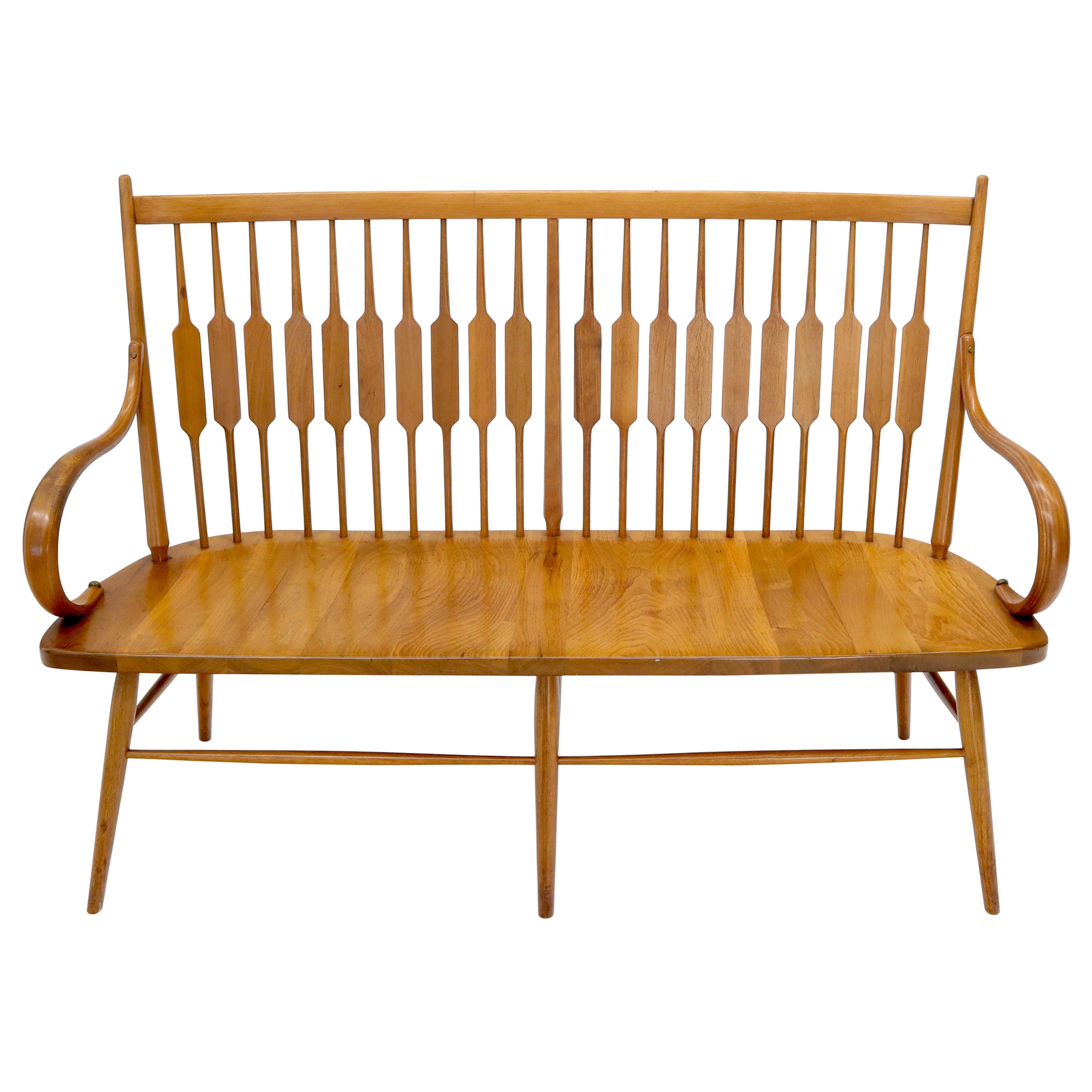 Spindle Back Painted Canadian Bench at 1stDibs