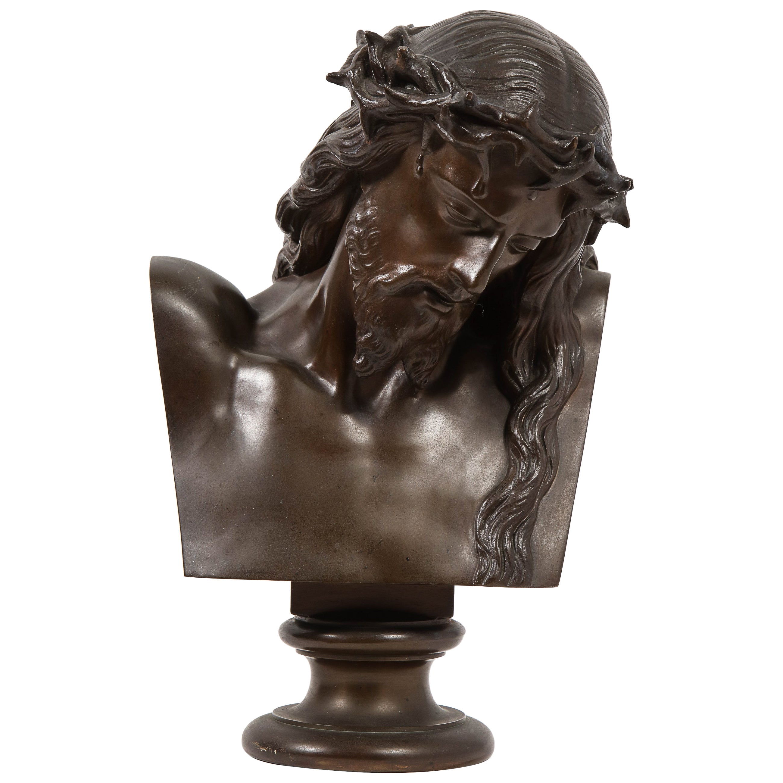 Early 1900s Signed Marble Sculpture / Bust of Jesus Christ on an Art ...