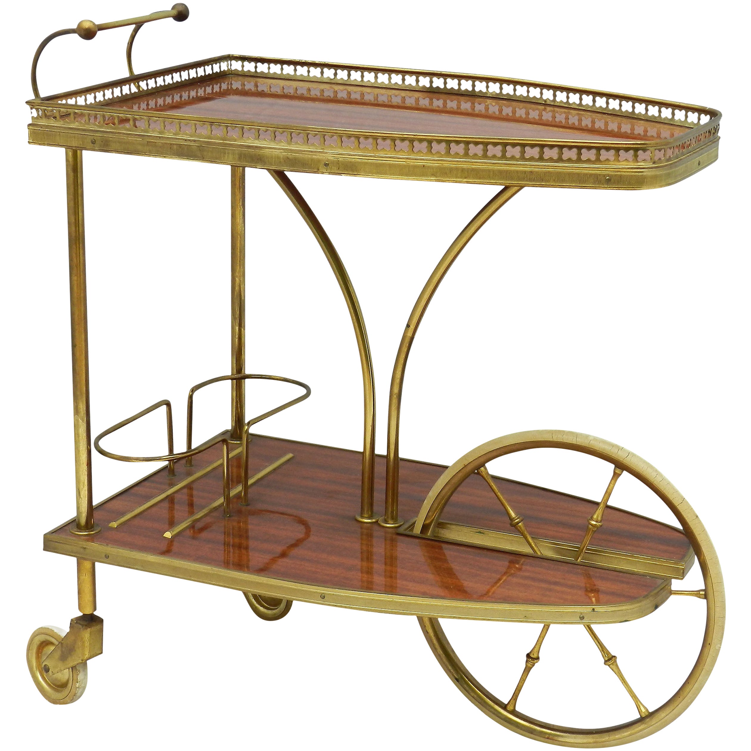 Belgian Art Deco Serving Trolley, Bar Trolley 1920s, Wood Inlay Veneer ...