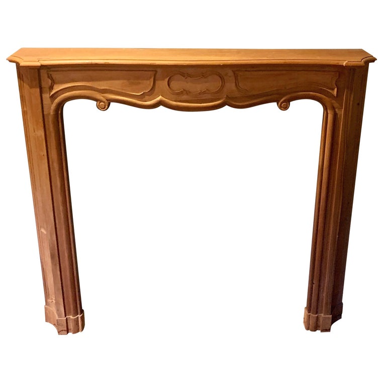 Solid Walnut Hand Carved French Mantel For Sale at 1stDibs