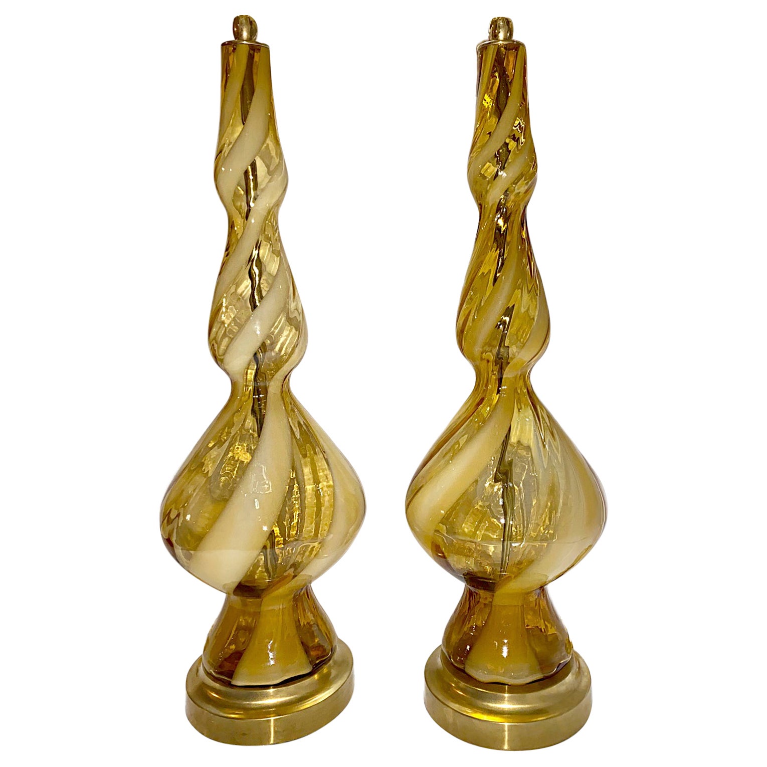 Pair of Murano Blown Glass Lamps at 1stDibs