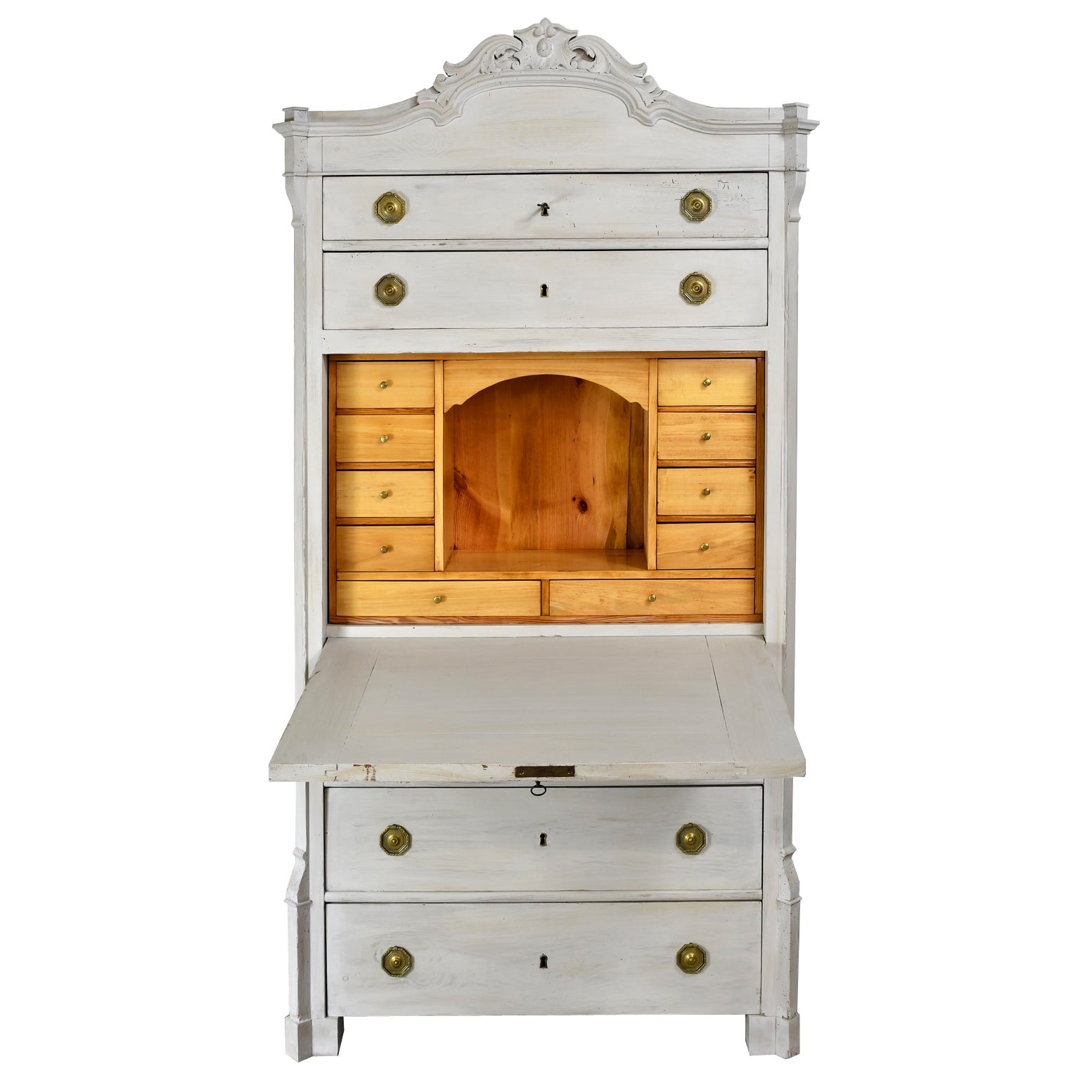 Antique Painted Slant Top Secretary/Chest For Sale at 1stDibs