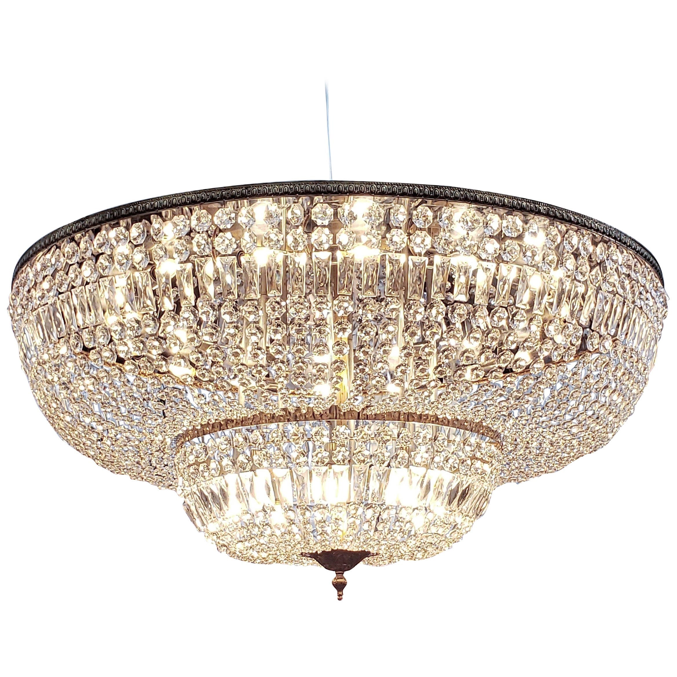 Vintage Waterford Crystal Monumental Flush Ceiling Fixture, Signed ...