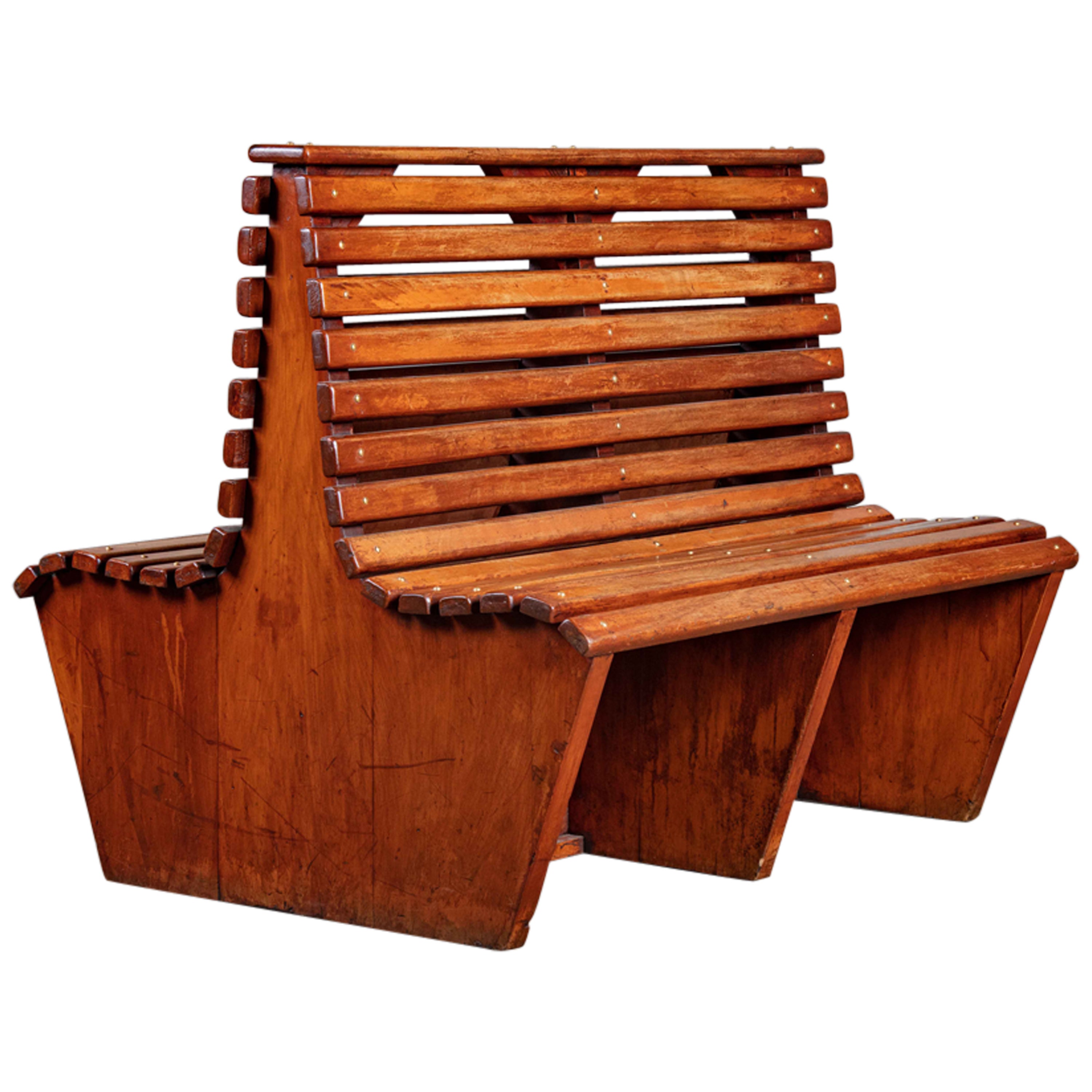 Double-Sided Train Station Bench at 1stDibs