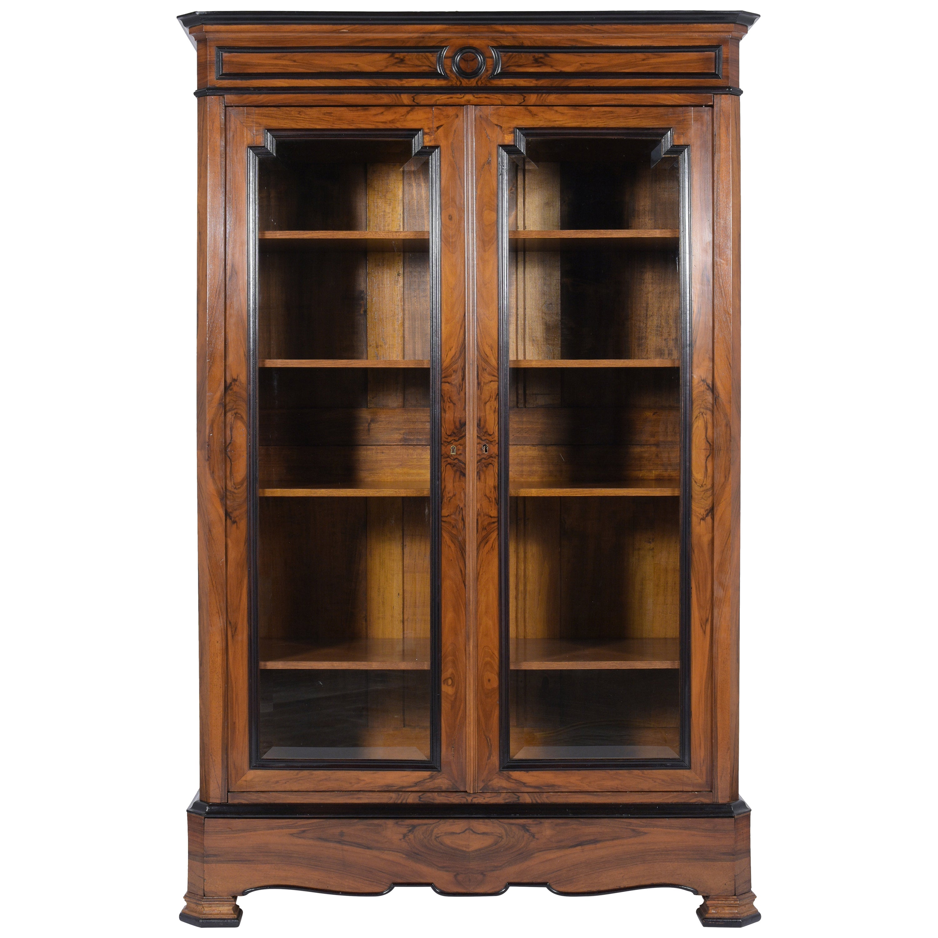 Antique Eastlake Carved Walnut Mirrored Two-Door Bookcase, circa 1890 ...