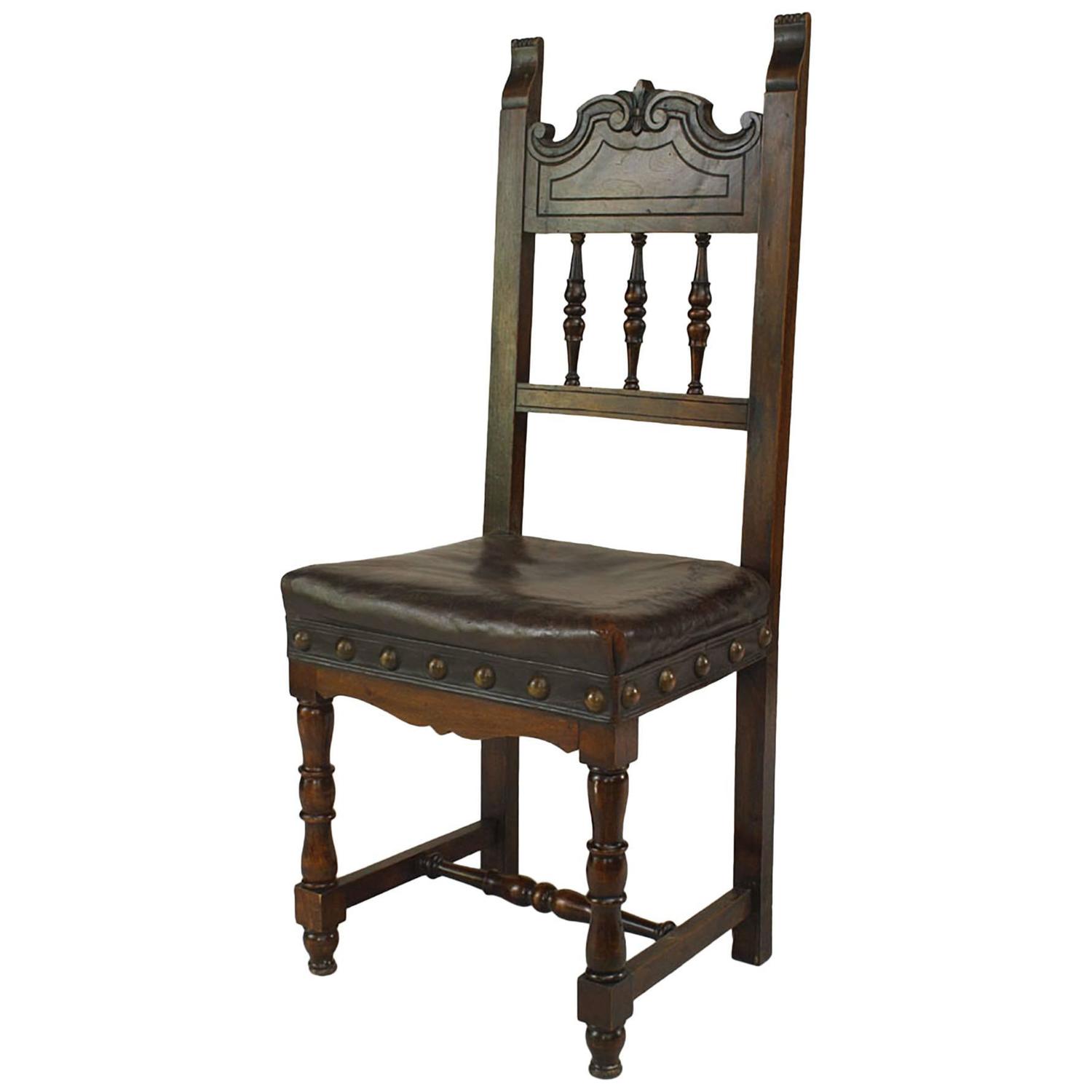 Turn of the Century Spanish Renaissance Style Walnut Side Chair For ...