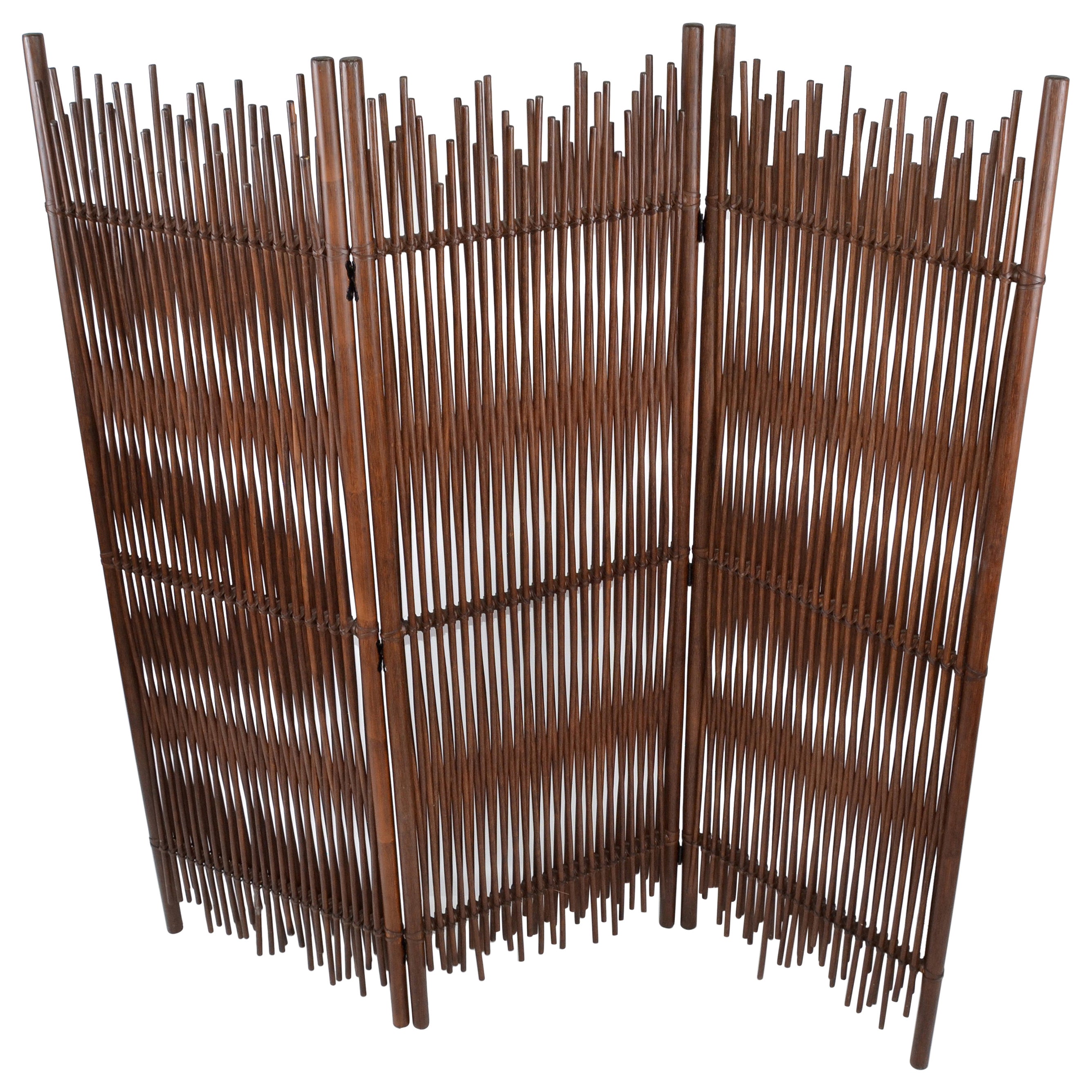 Large Mid-Century Modern Carved Wood Screen Privacy Room Divider at 1stDibs