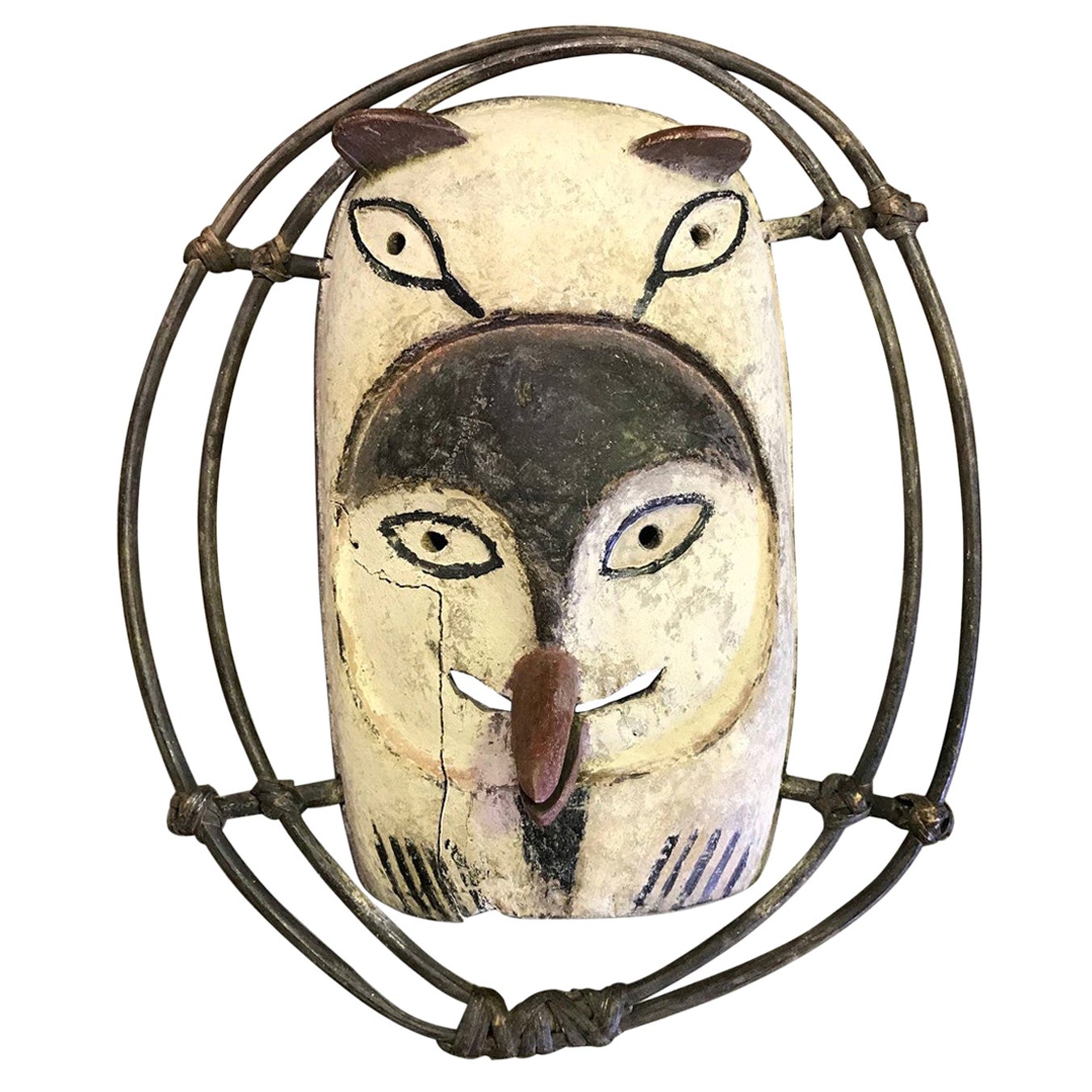 Inupiat eskino carved whale bone mask from Point Hope Alaska at 1stDibs