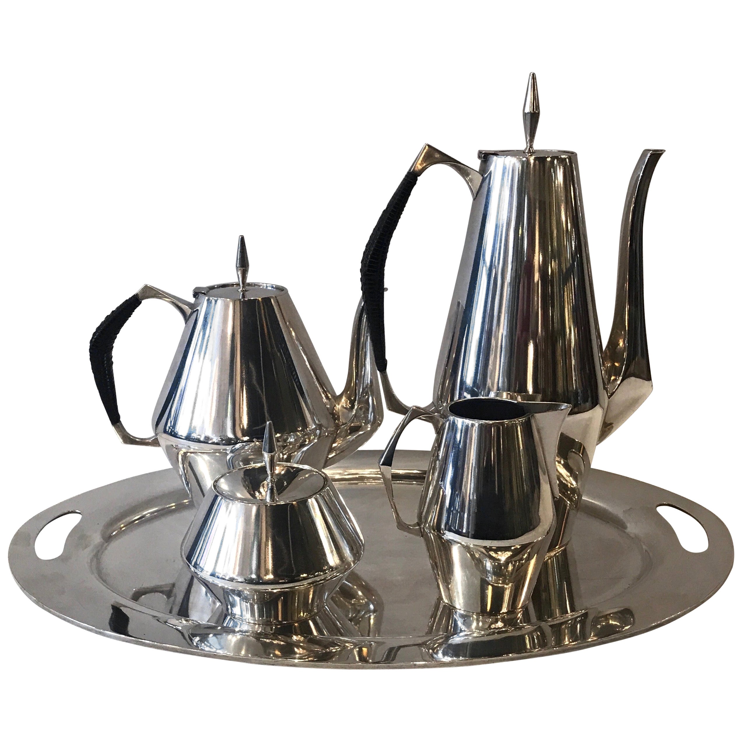 Gio Ponti Diamond Tea Set by Reed and Barton, Three Pieces at 1stDibs