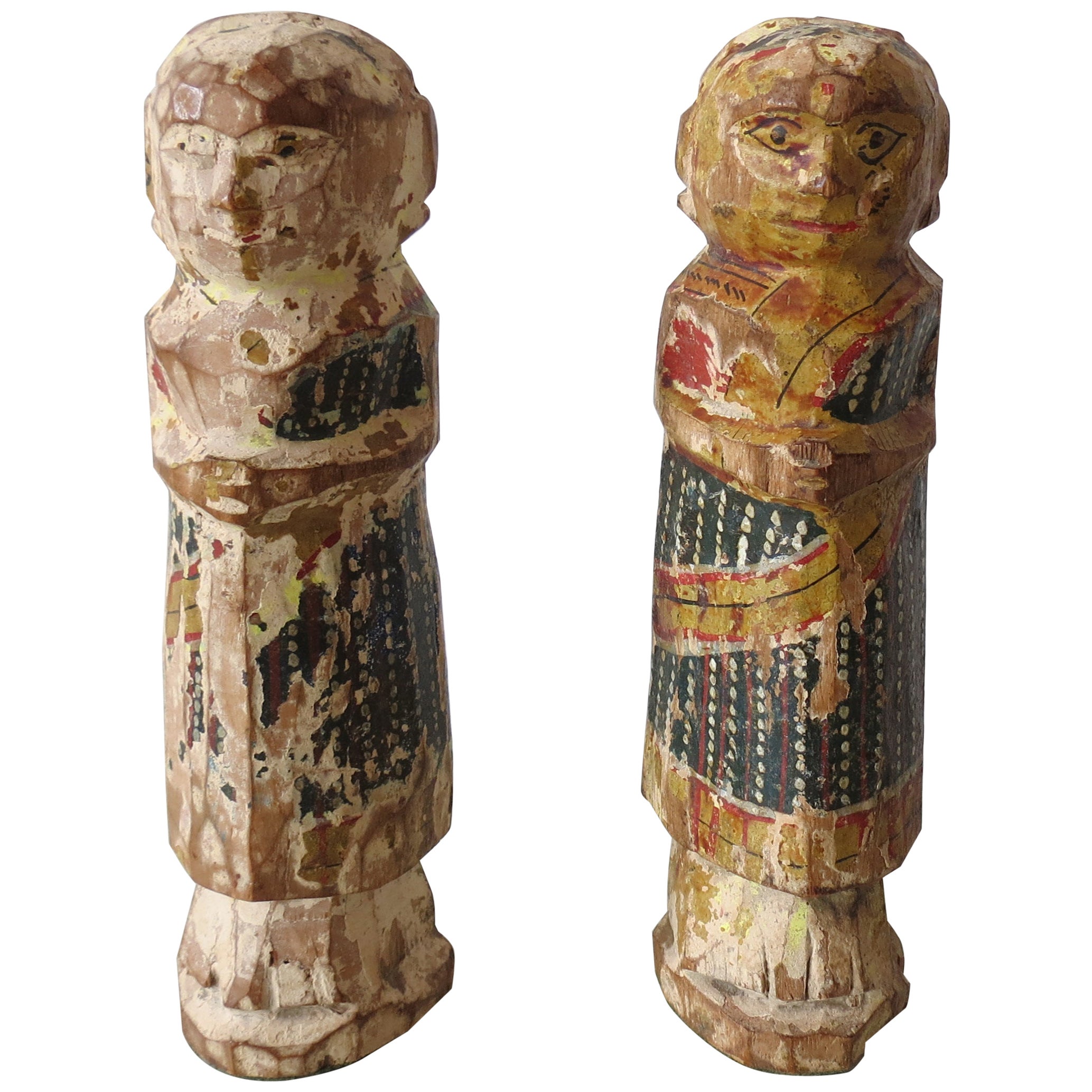 Lifesize Pair of Antique Hand-Painted Indian Figures Dolls Maharaja and ...