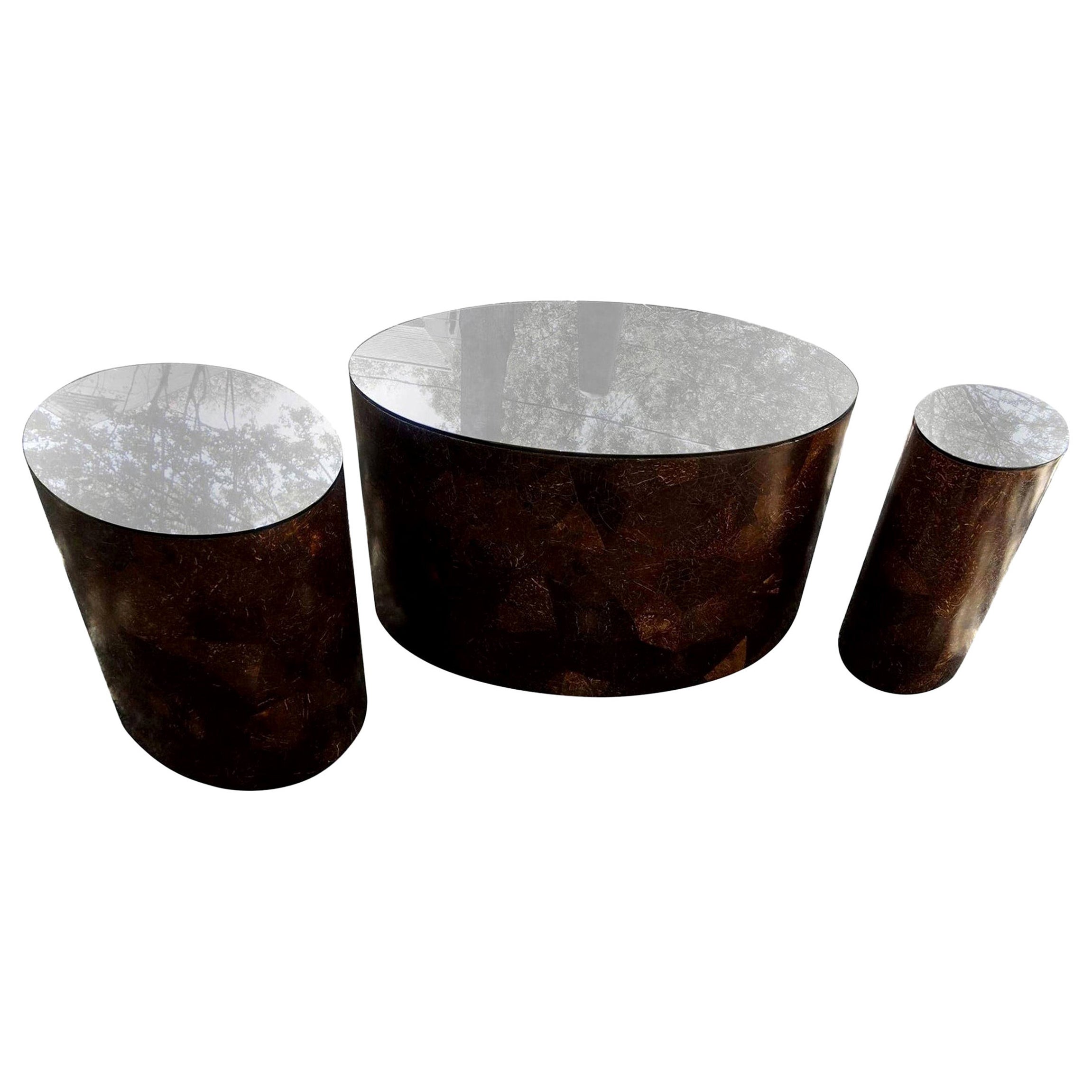 Waterfall Parsons Table Desk Faux Tortoise Shell Laminate Style Karl ...