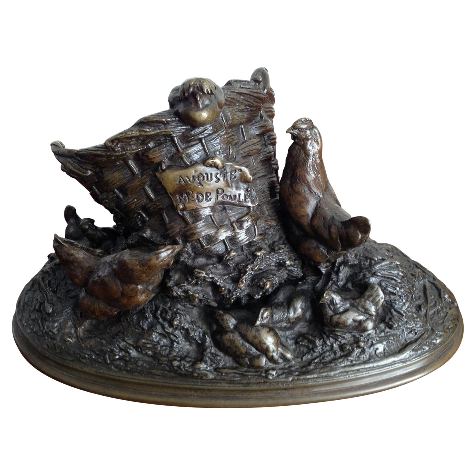 French Bronze Chicken Vide Poche, Auguste Nicholas Cain, 19th Century ...