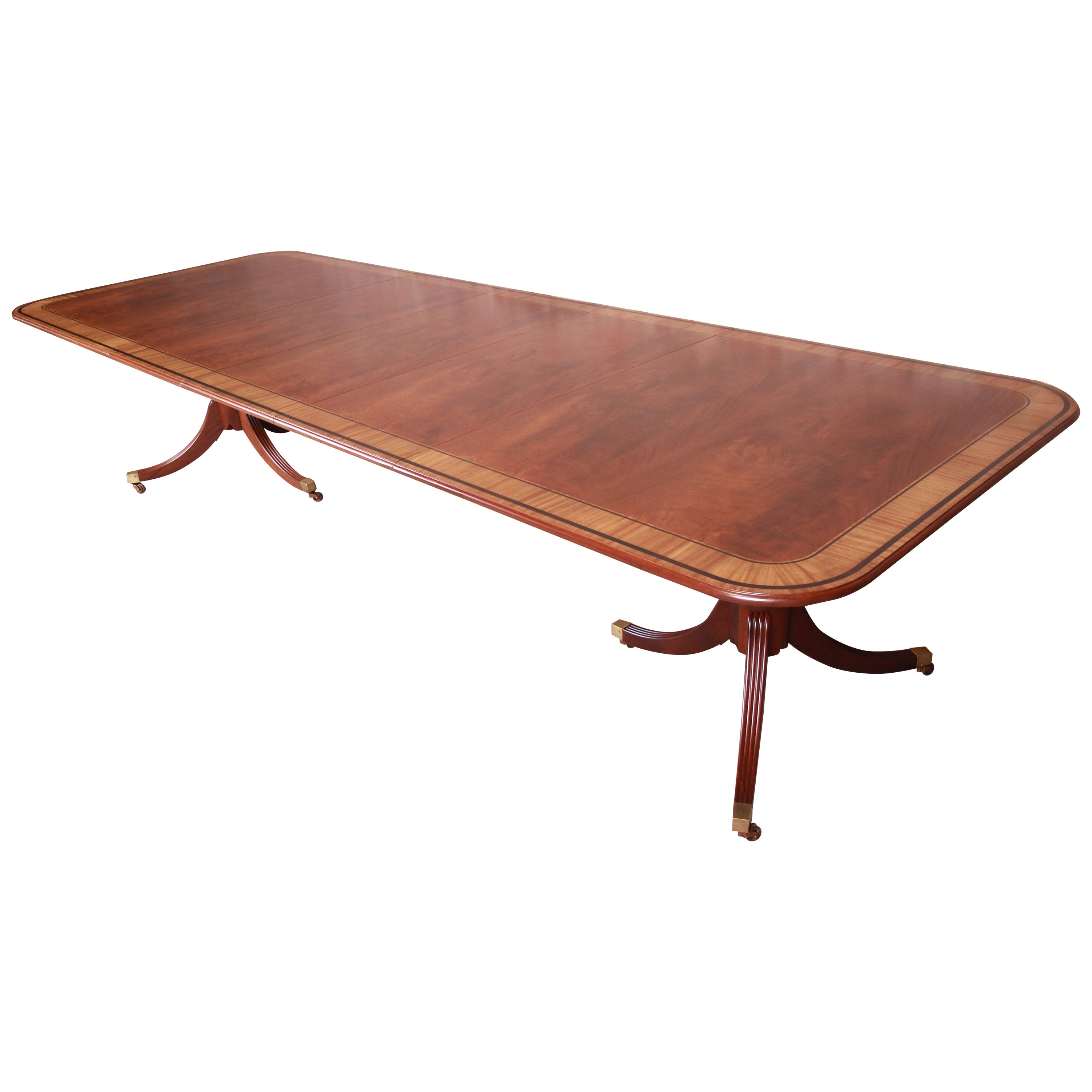 Fine Baker Satinwood Banded Dining Table at 1stDibs