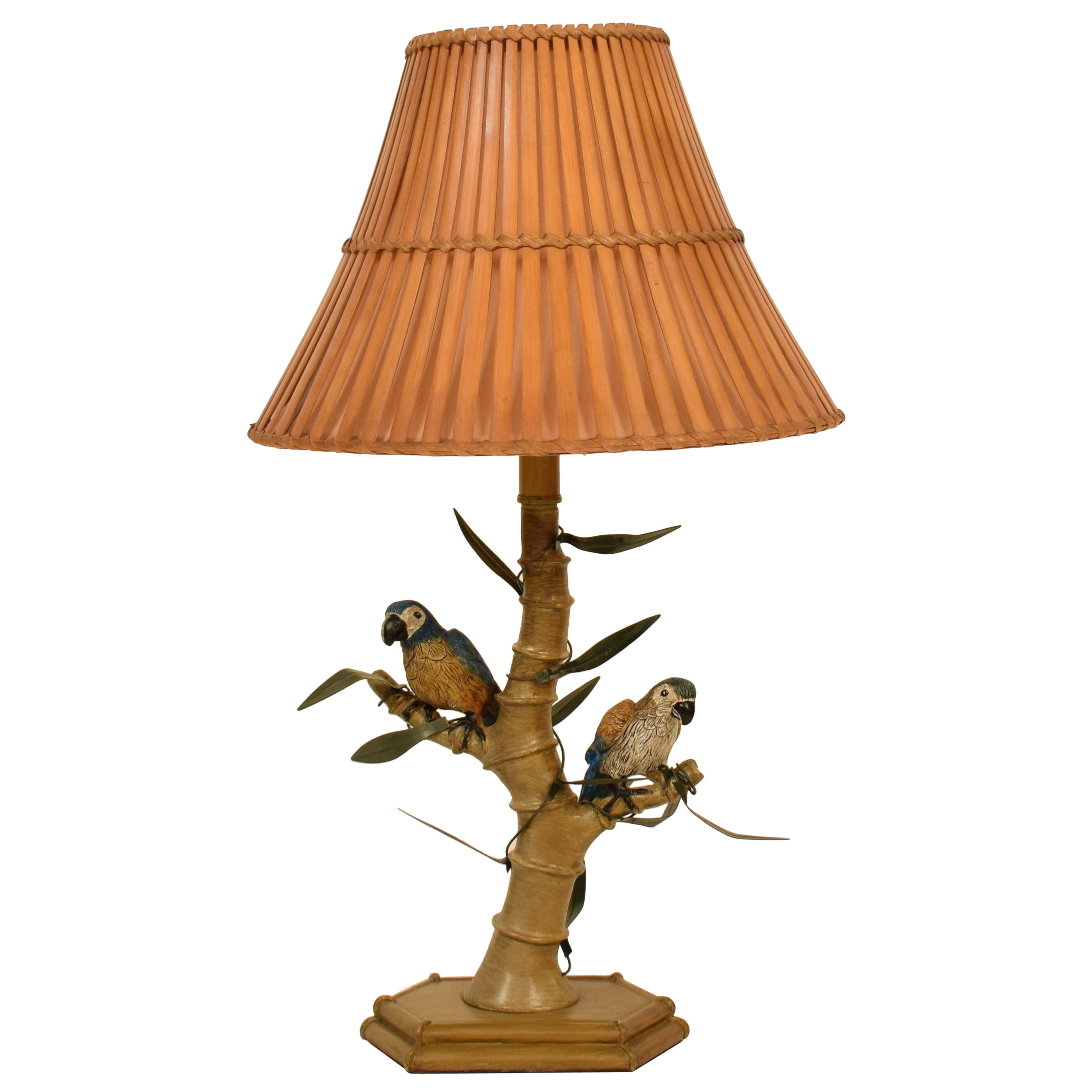 Antique Italian Majolica Parrot Lamp For Sale at 1stDibs