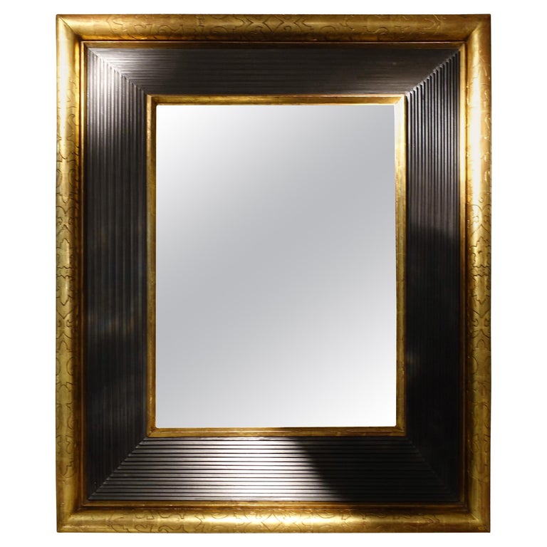 Gold Engraved Brown Border Three Dimensional Framed Mirror, France ...
