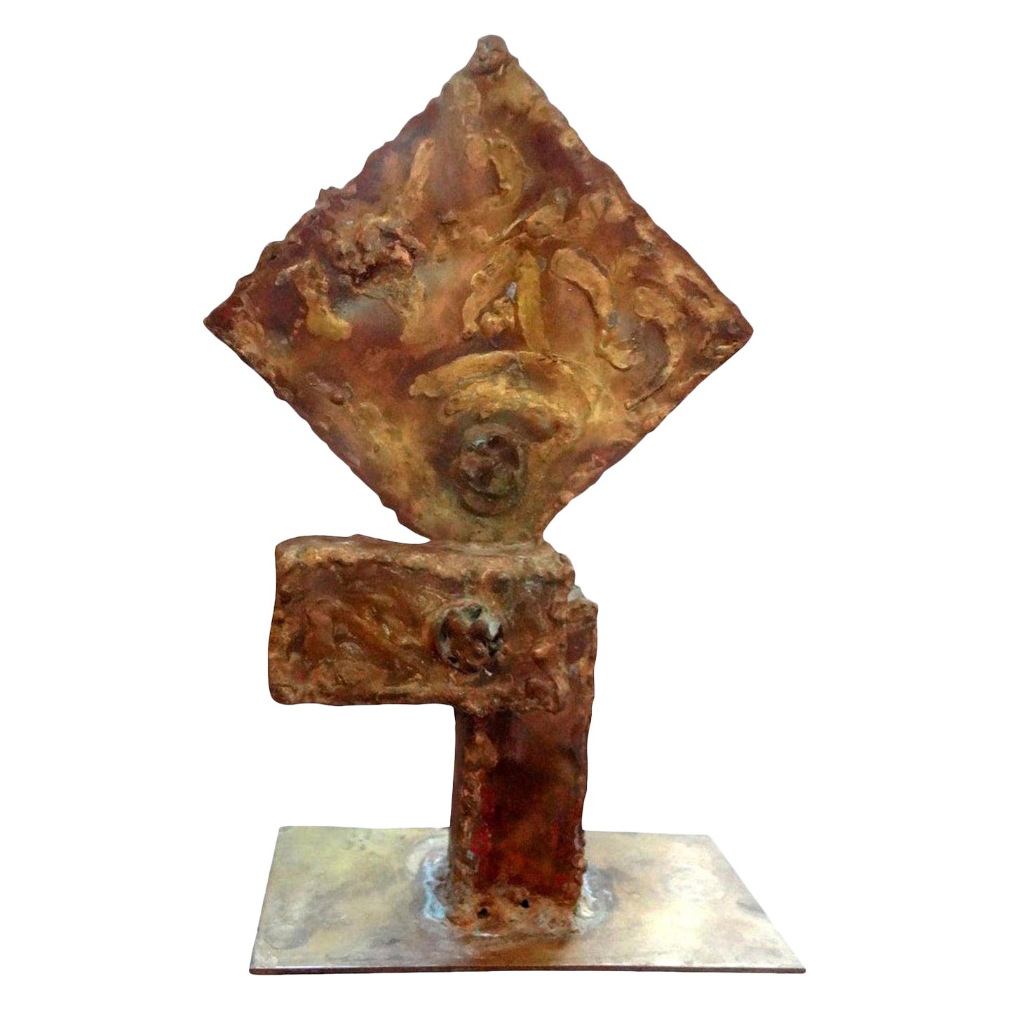 Brutalist Torch Cut Metal Bull and Matador Sculpture, Mid-Century ...