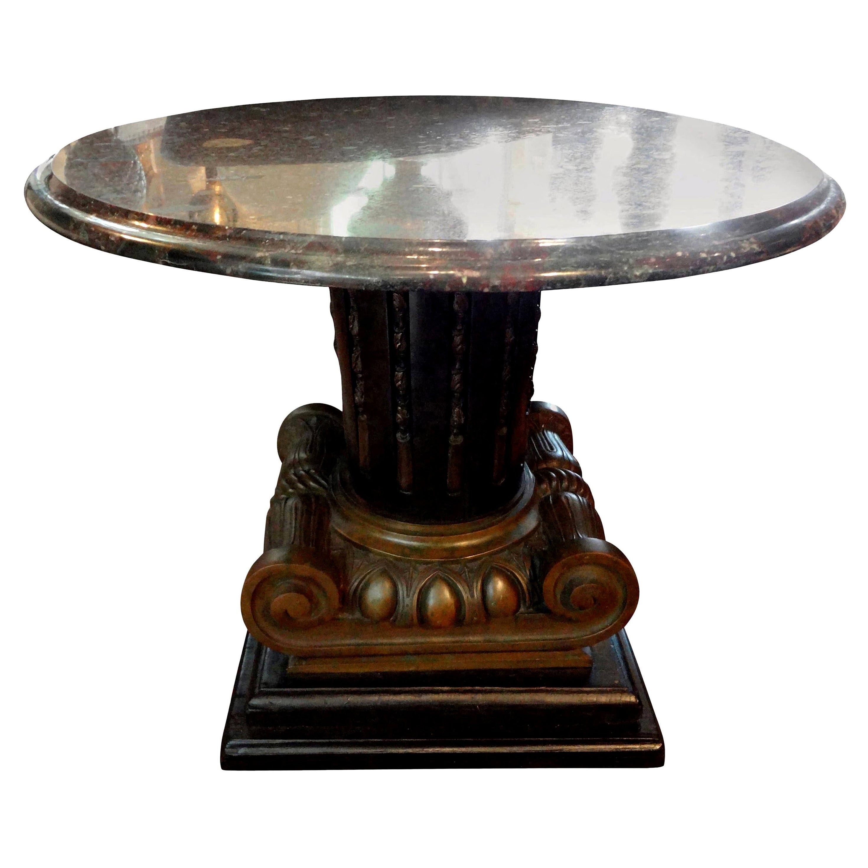 Neo-Classical Pier Table with Marble Columns and Ebonized Bun Feet at ...