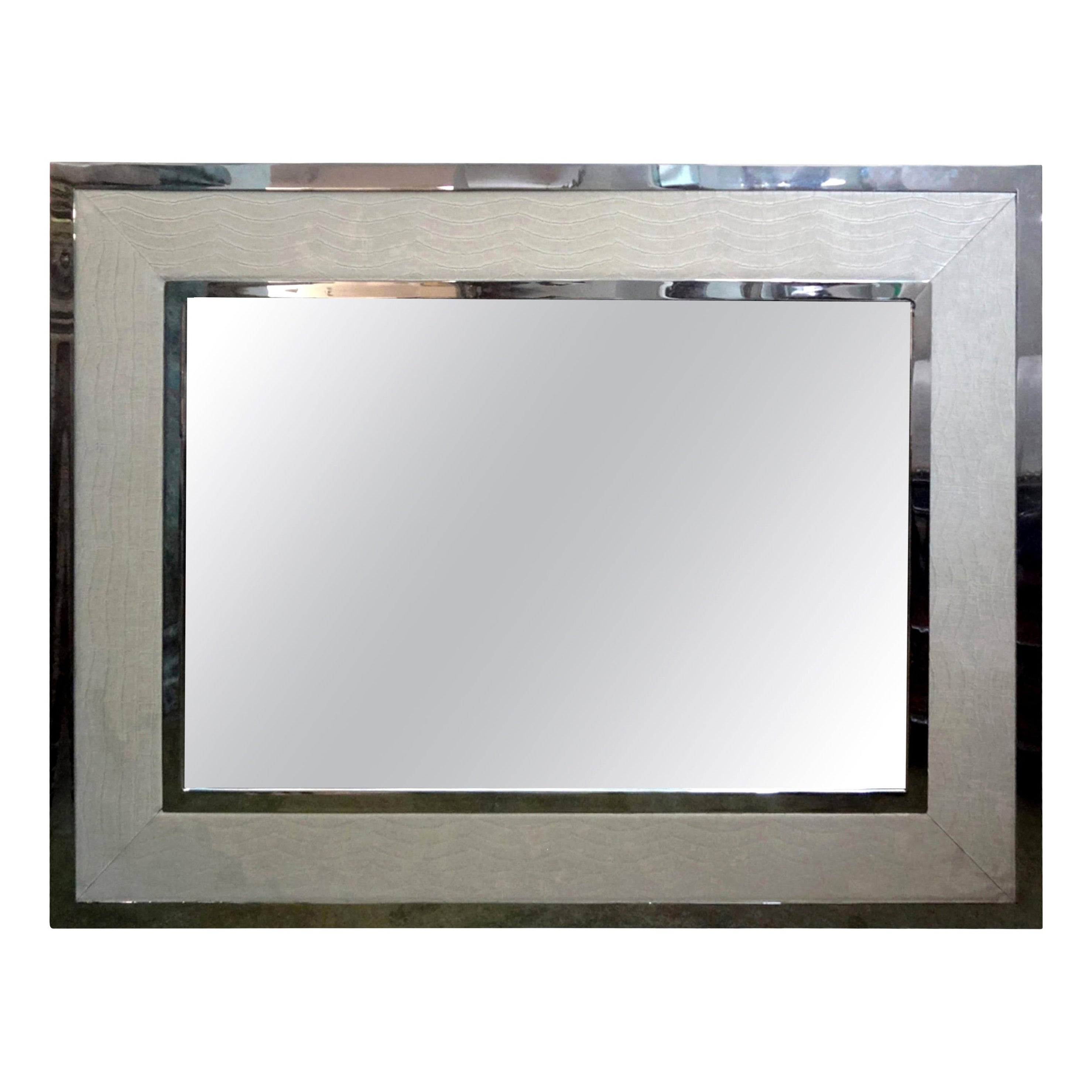 Geometric Retro Chrome Mirror at 1stDibs