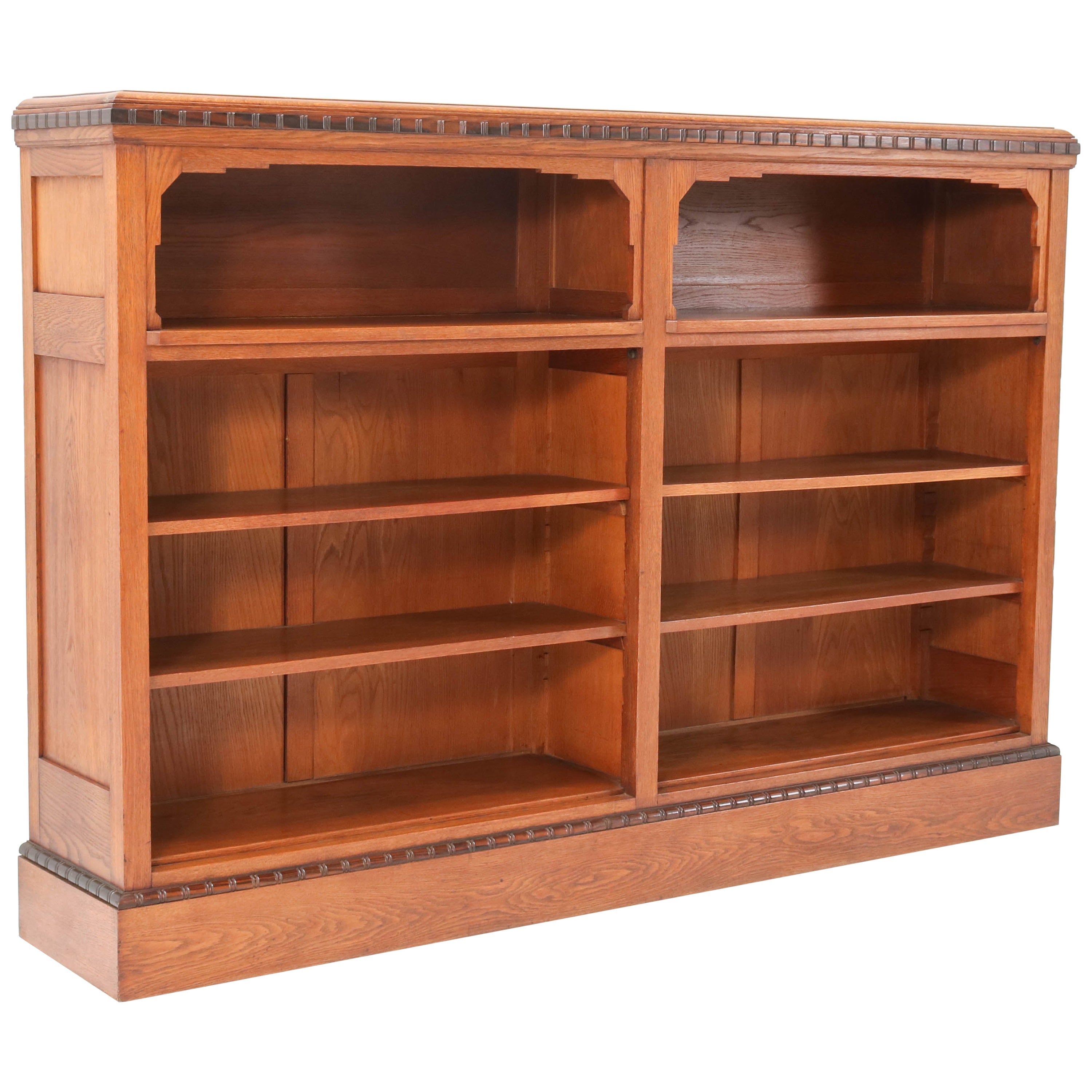 Large Oak Art Nouveau Library Open Bookcase, 1900s at 1stDibs