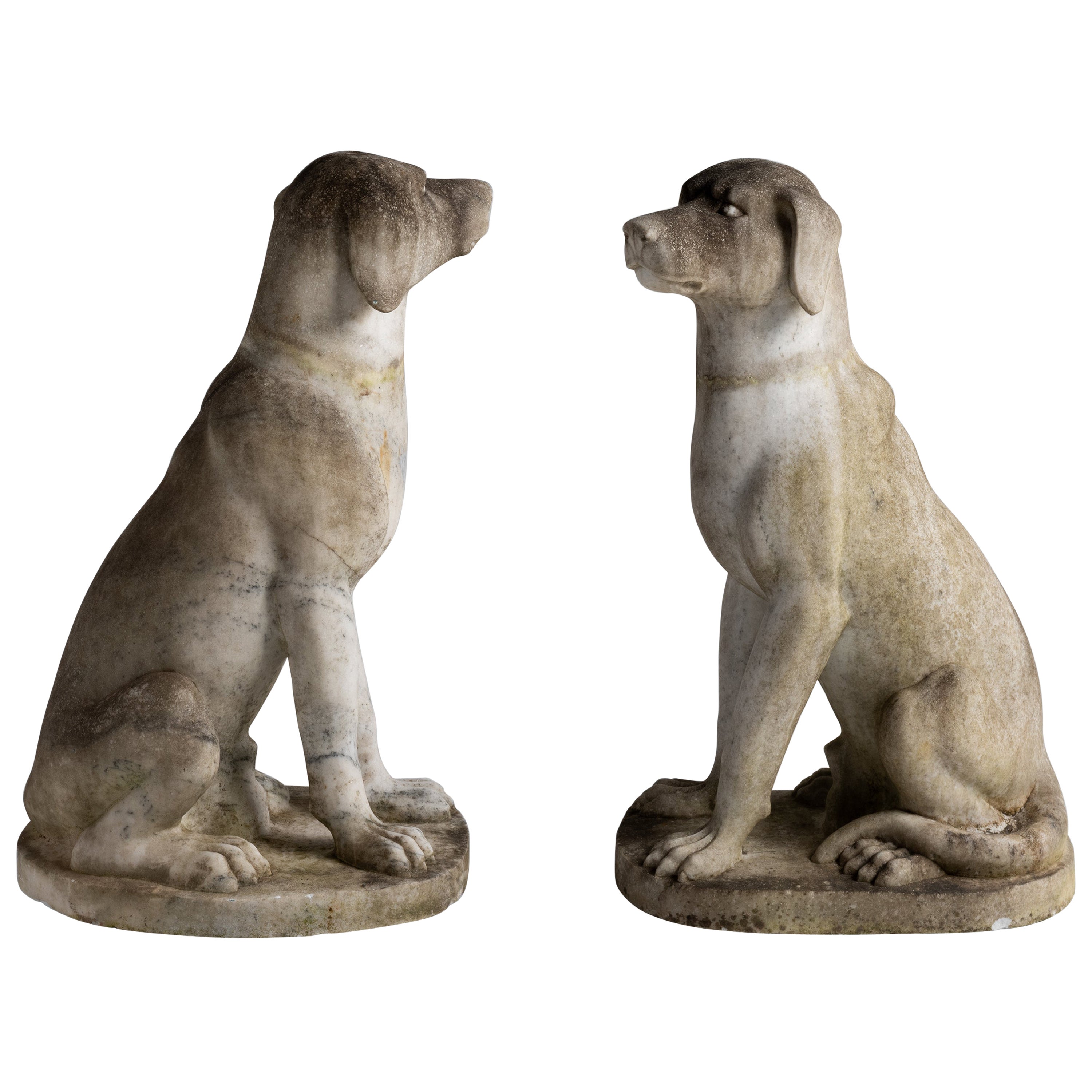 Carved Antique Marble Statue of a Boy and Dog at 1stDibs