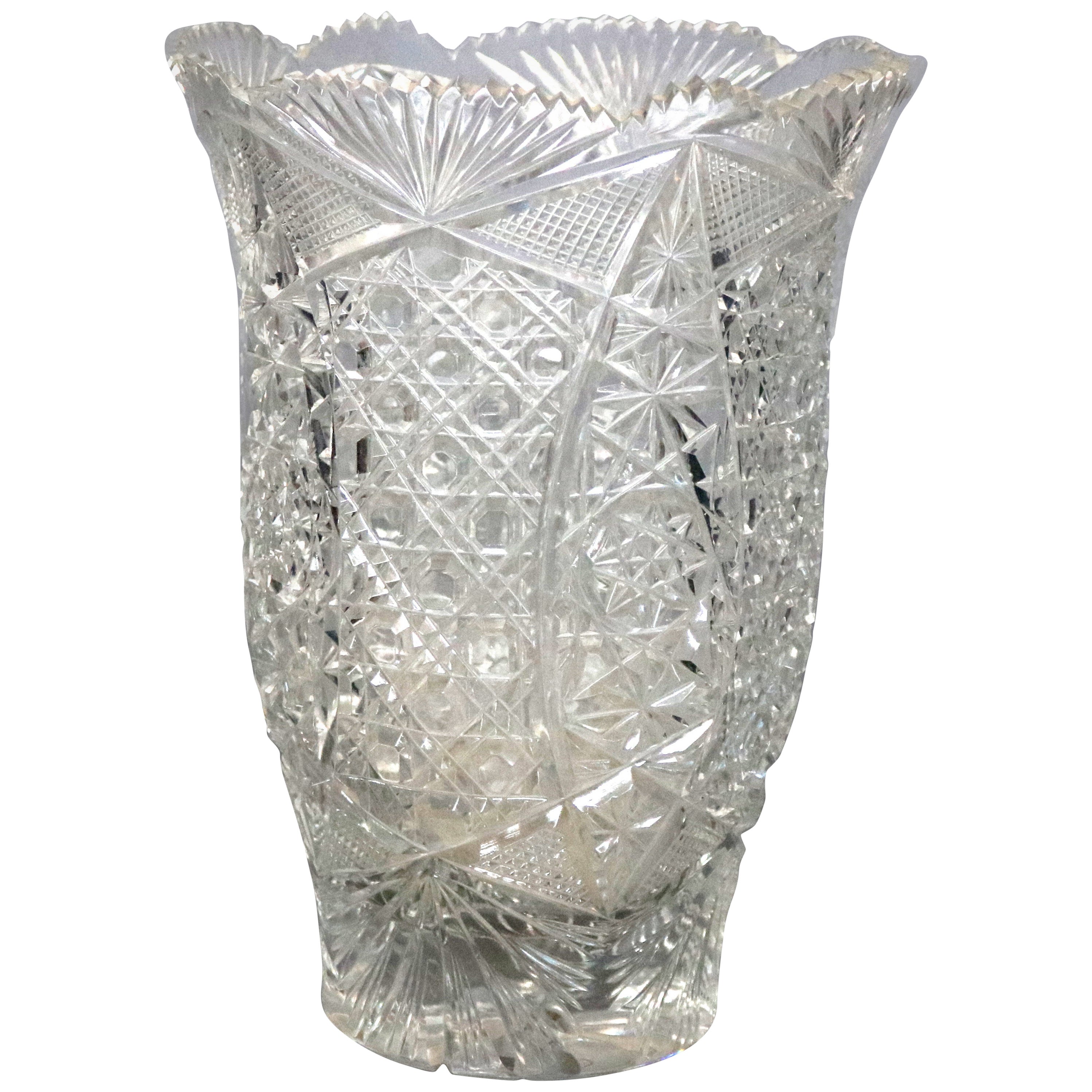Vintage High Relief Glass Vase with Figures and Garden Elements, circa ...